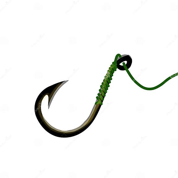 Fishing Hook with Green Fishing Line Stock Illustration - Illustration ...