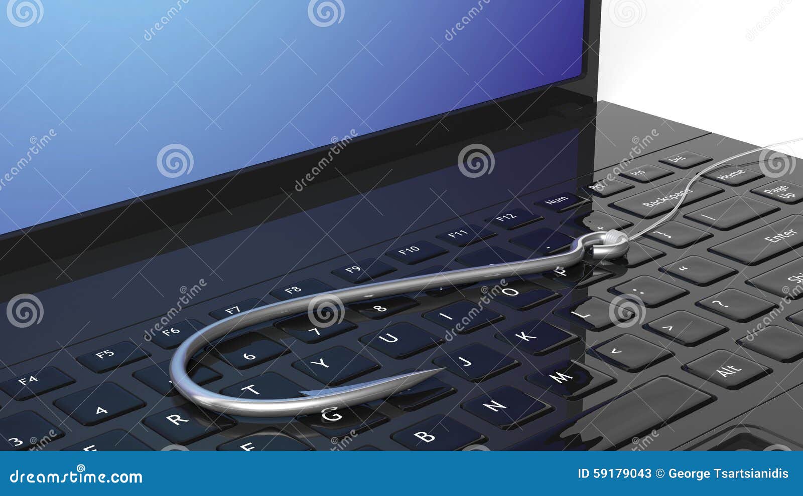 Fishing Hook on Laptop Keyboard Stock Illustration - Illustration of ...