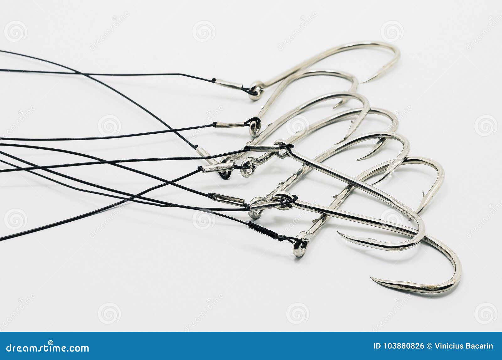 Fishing Hook Link Ready Made, Tied on the Steel Cable. Stock Photo ...