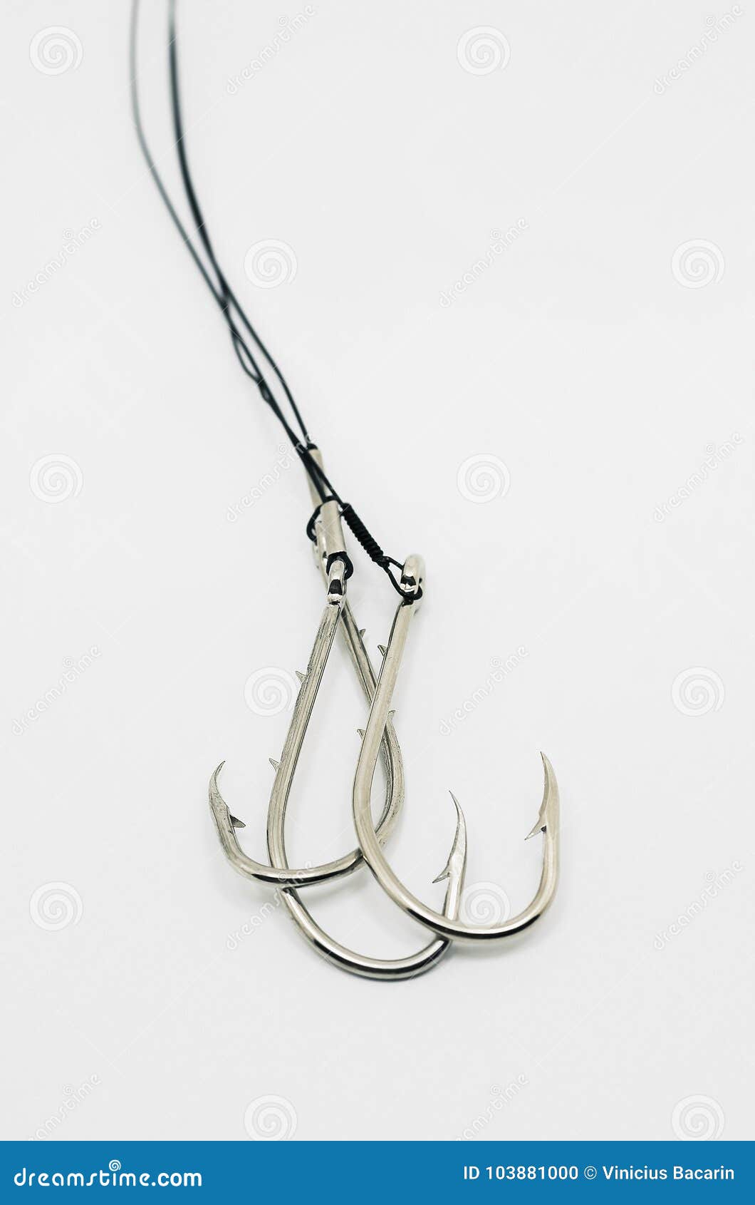 Fishing Hook Link Ready Made, Tied on the Steel Cable. Stock Photo ...