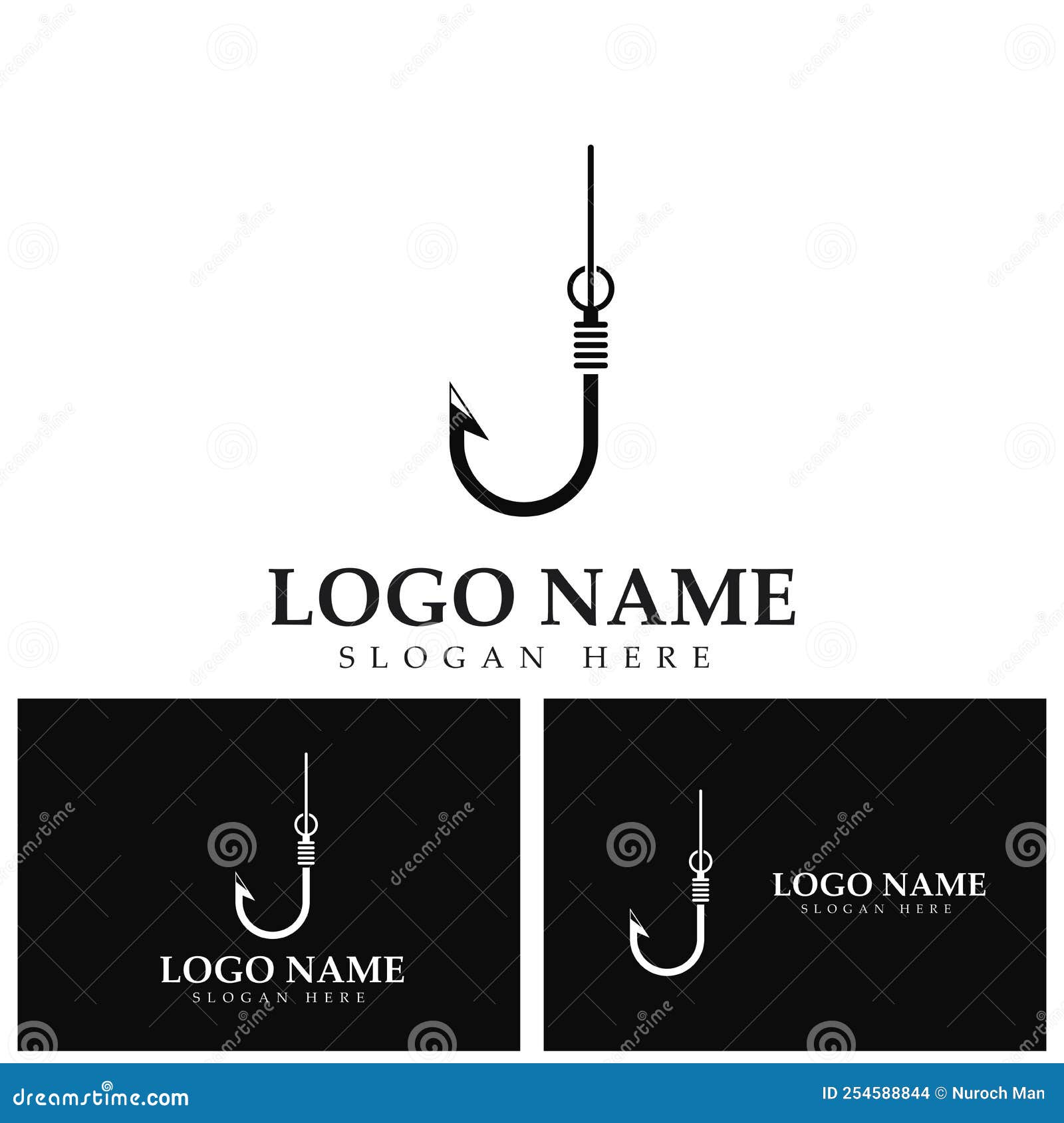 Fishing Hook Logo Icon Vector Template Illustration. Stock Vector ...
