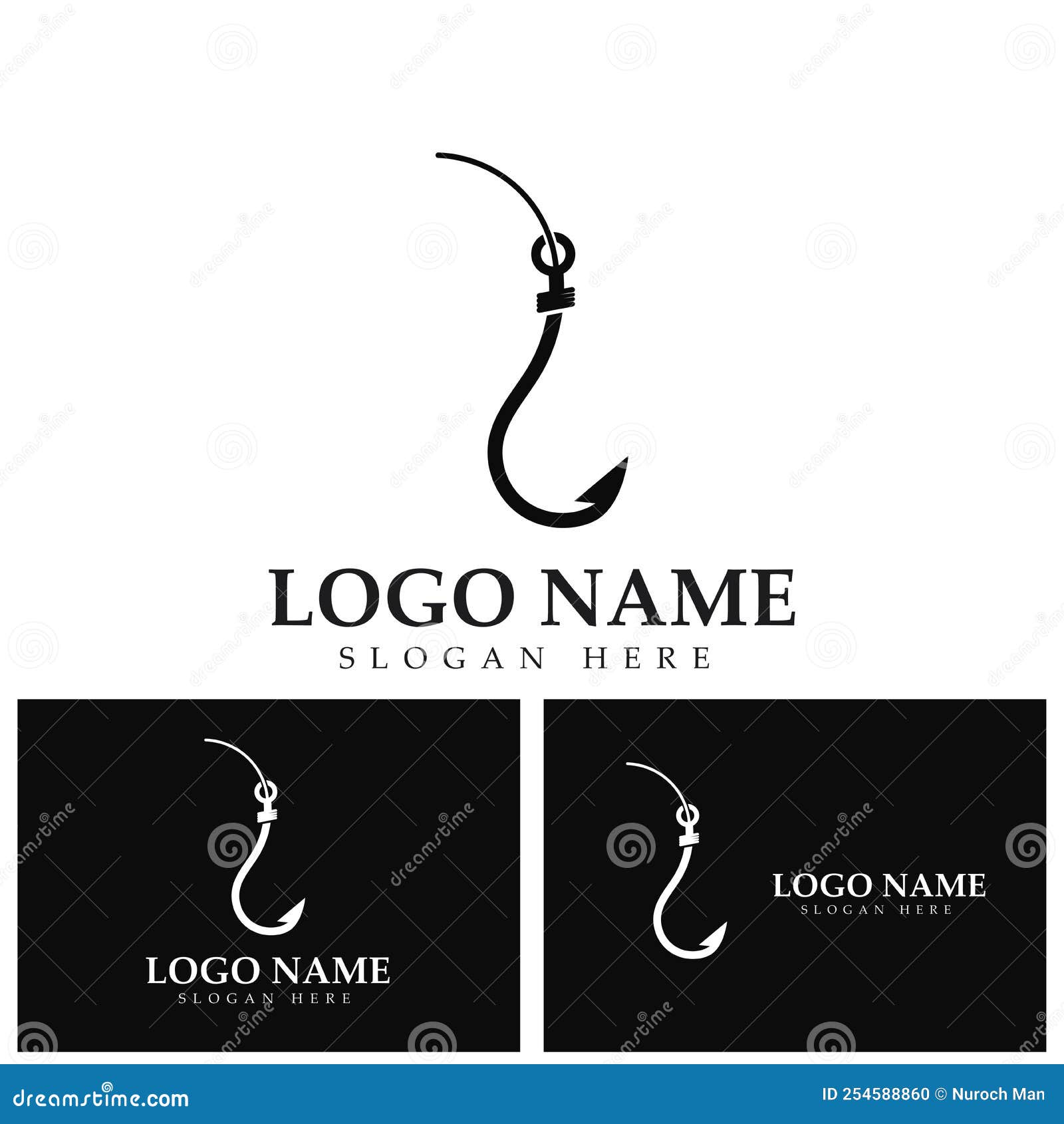 Fishing Hook Logo Icon Vector Template Illustration. Stock Vector ...