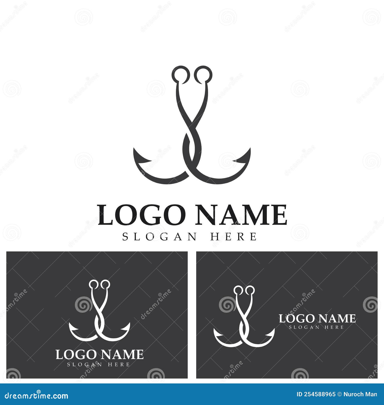 Fishing Hook Logo Icon Vector Template Illustration. Stock Vector ...