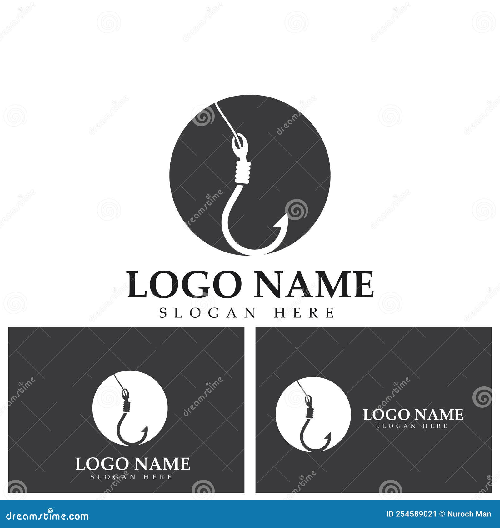 Fishing Hook Logo Icon Vector Template Illustration. Stock Vector ...