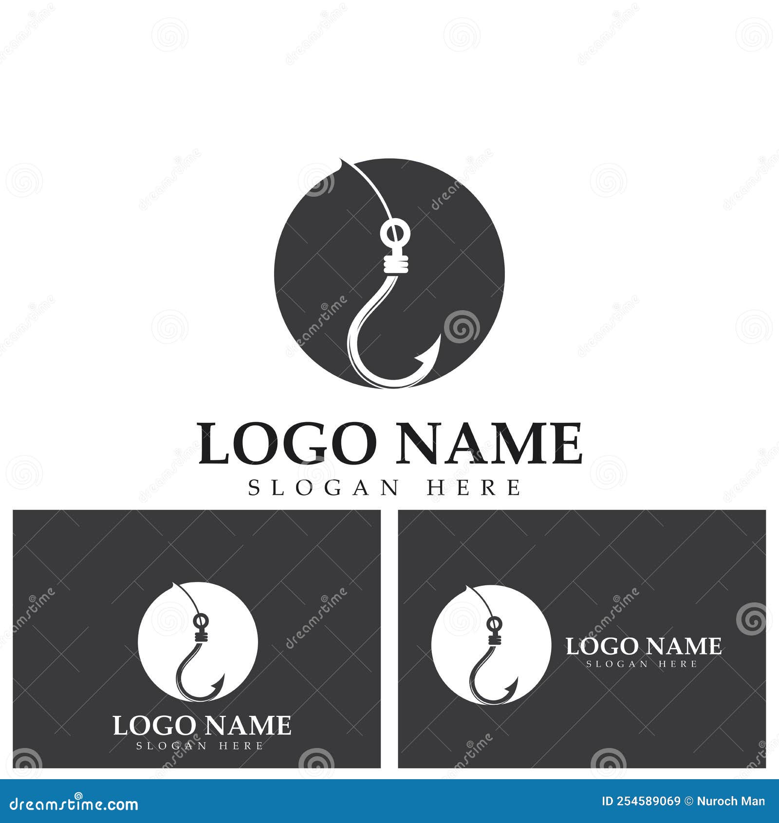 Fishing Hook Logo Icon Vector Template Illustration. Stock Vector ...