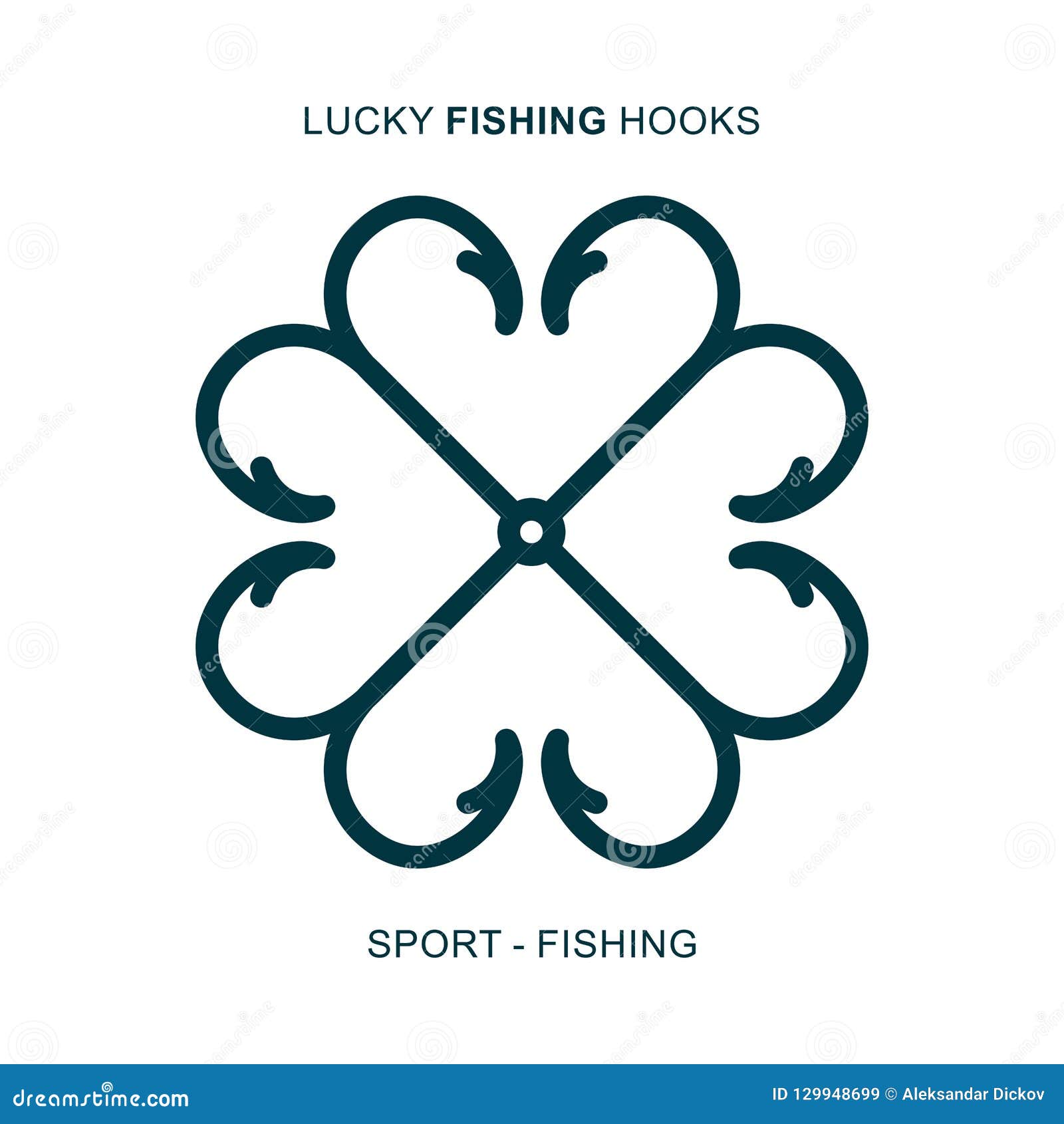 Lucky fishing hooks stock vector. Illustration of clover - 129948699