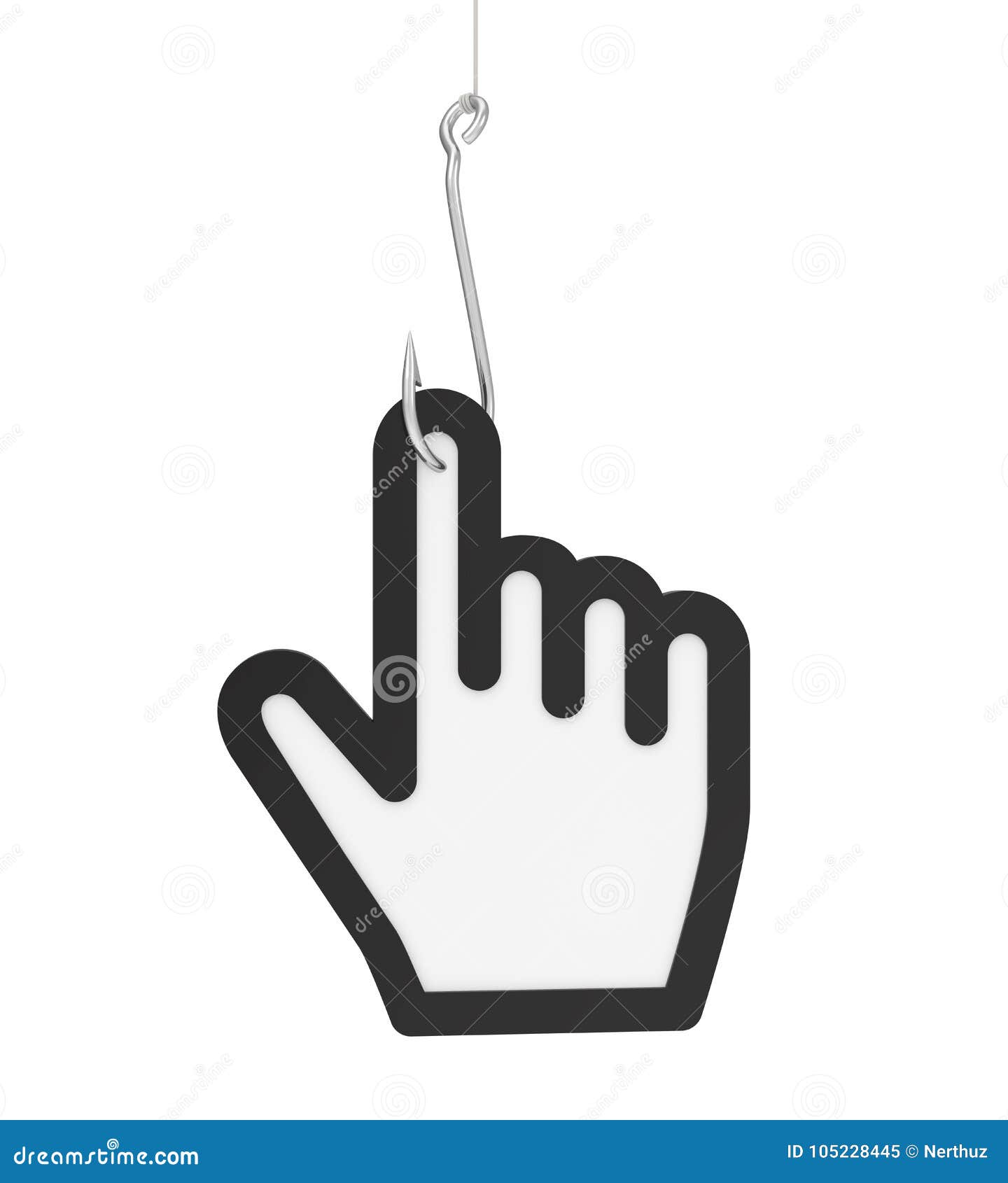 Fishing Hook with Mouse Cursor Isolated Clickbait Concept Stock ...
