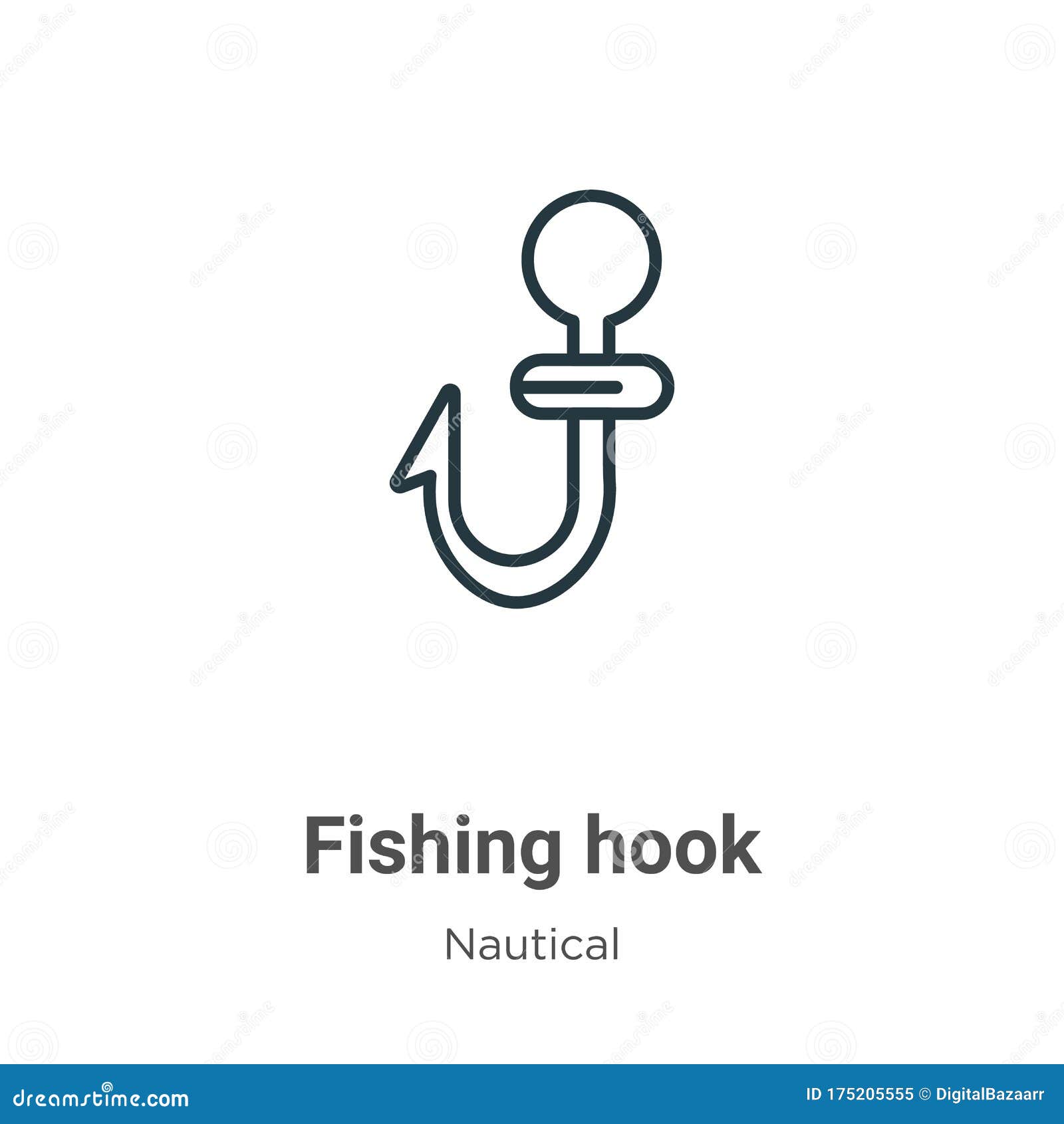 Fishing Hook Outline Vector Icon. Thin Line Black Fishing Hook Icon ...