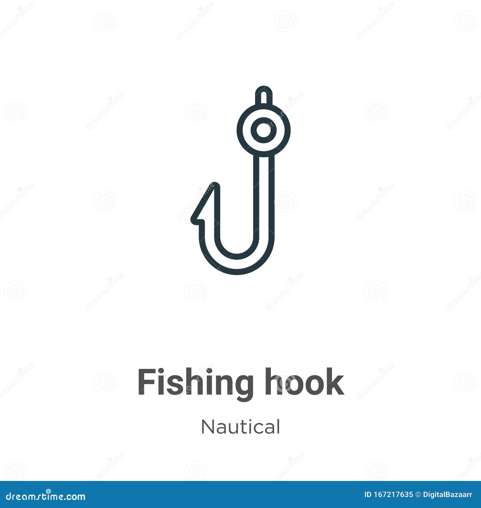 Fishing Hook Outline Vector Icon. Thin Line Black Fishing Hook Icon ...