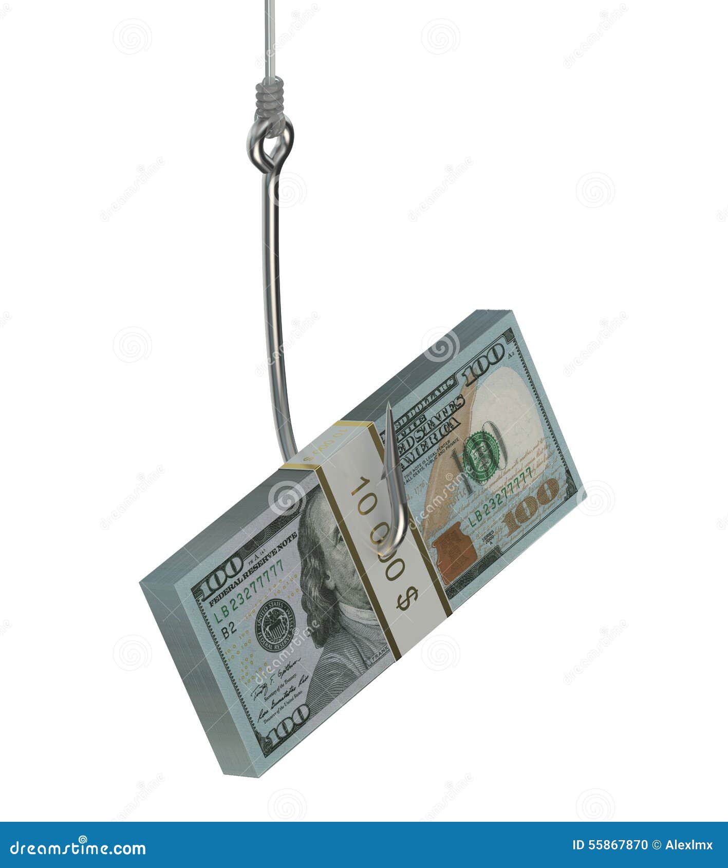 Fishing Hook with Pack of Dollars Stock Illustration - Illustration of ...