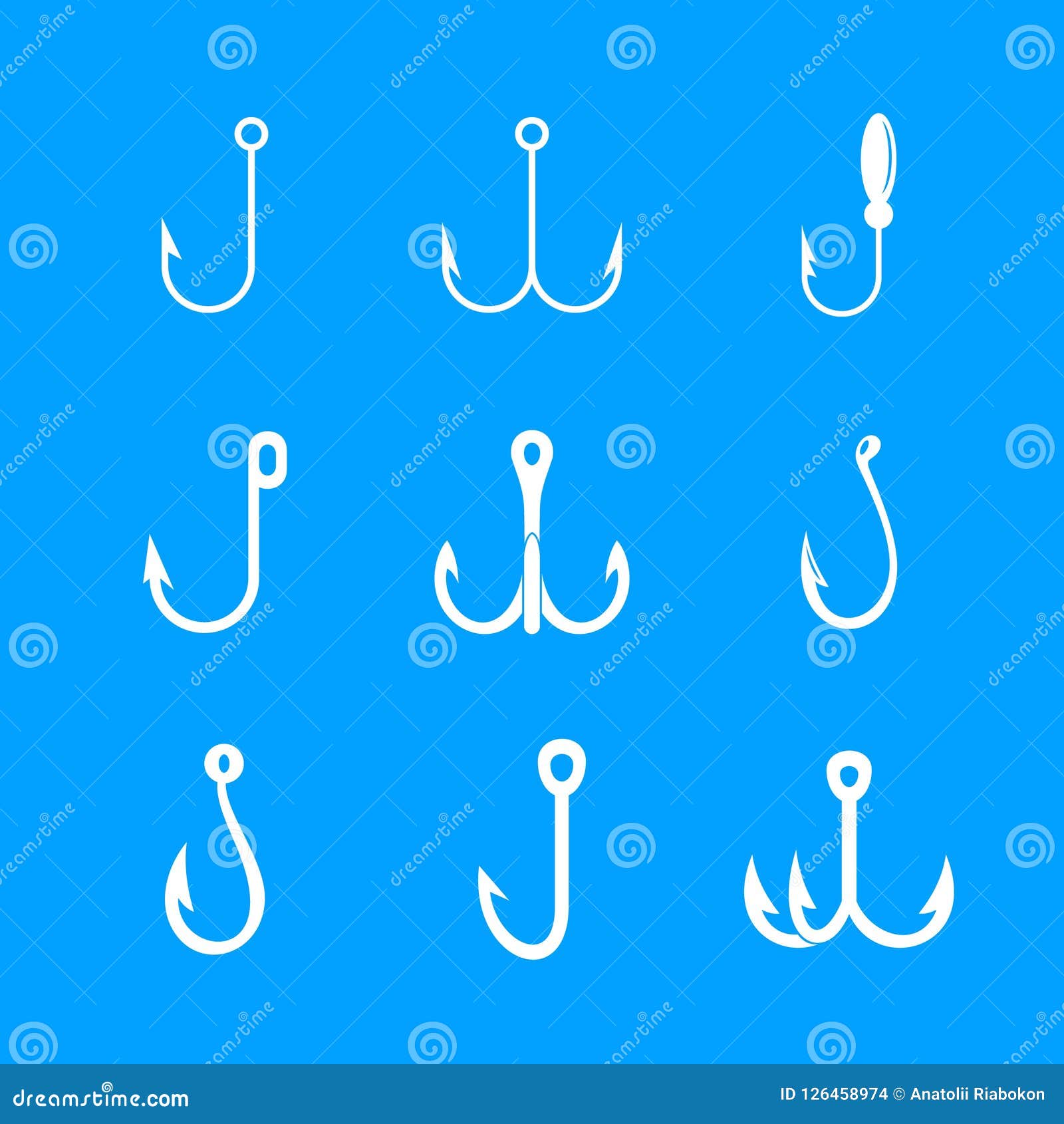 Fishing Hook Rod Tackle Icons Set, Simple Style. Stock Vector ... Fishing Hook Rod Tackle Icons Set, Simple Style. Stock Vector ...