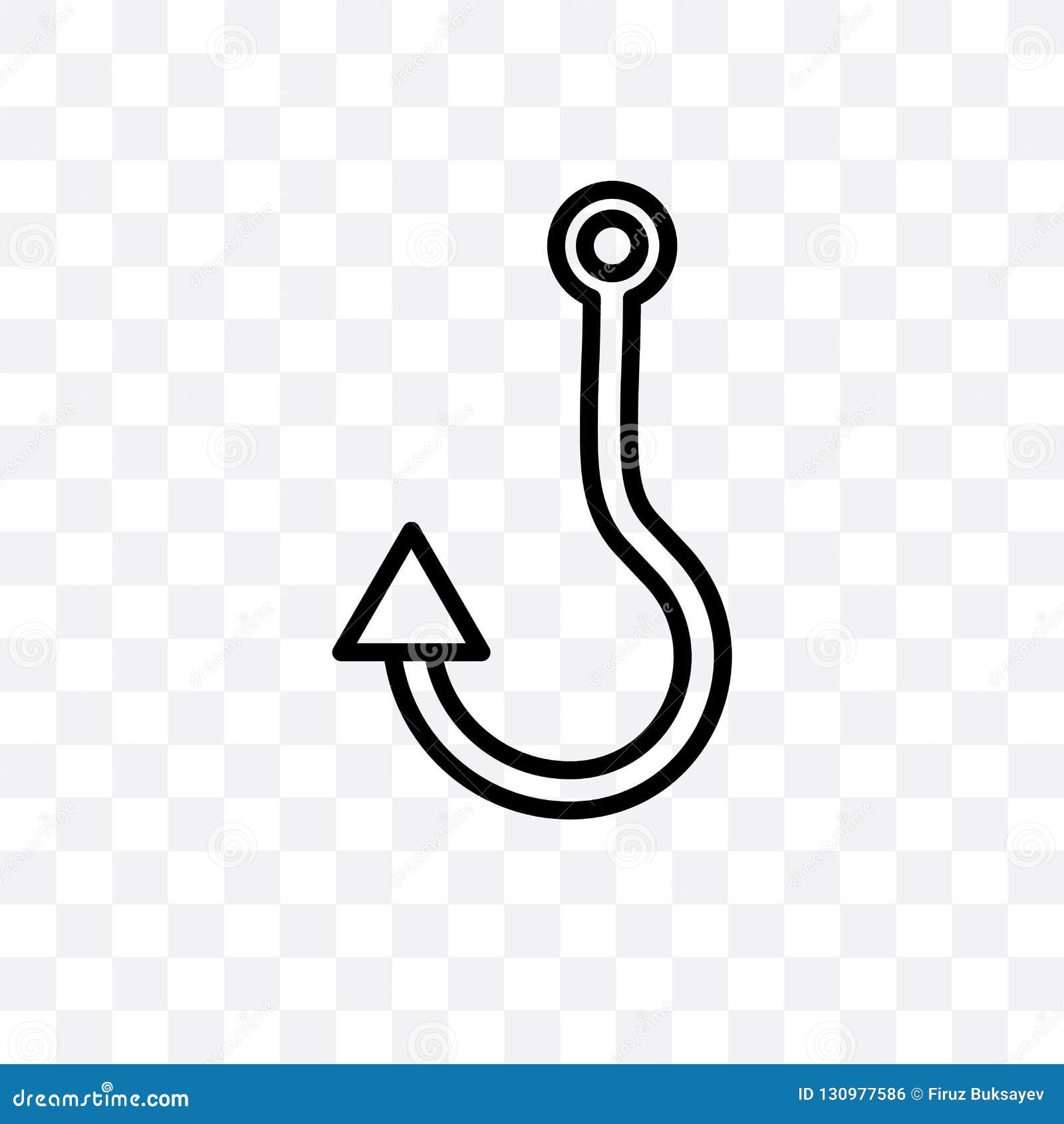 Fishing Hook Vector Linear Icon Isolated on Transparent Background ...