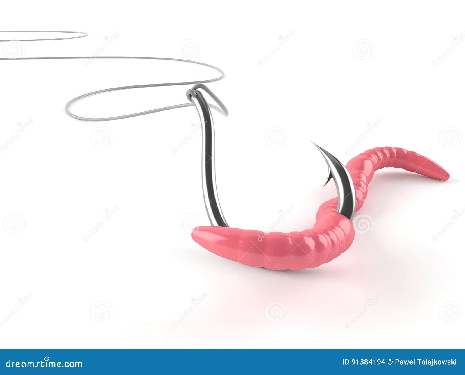 Fishing hook with worm stock illustration. Illustration of background ...