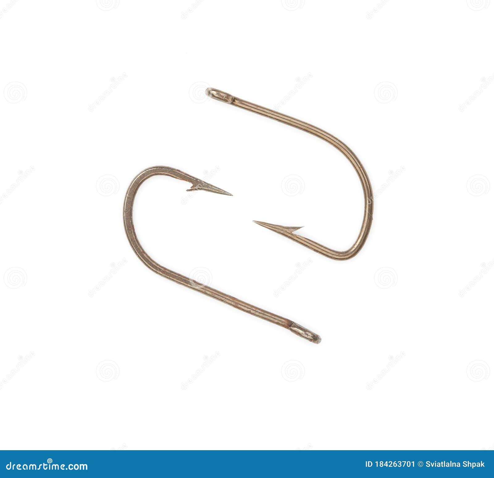 Fishing Hooks Isolated on White Top View Close Up Stock Image - Image ...