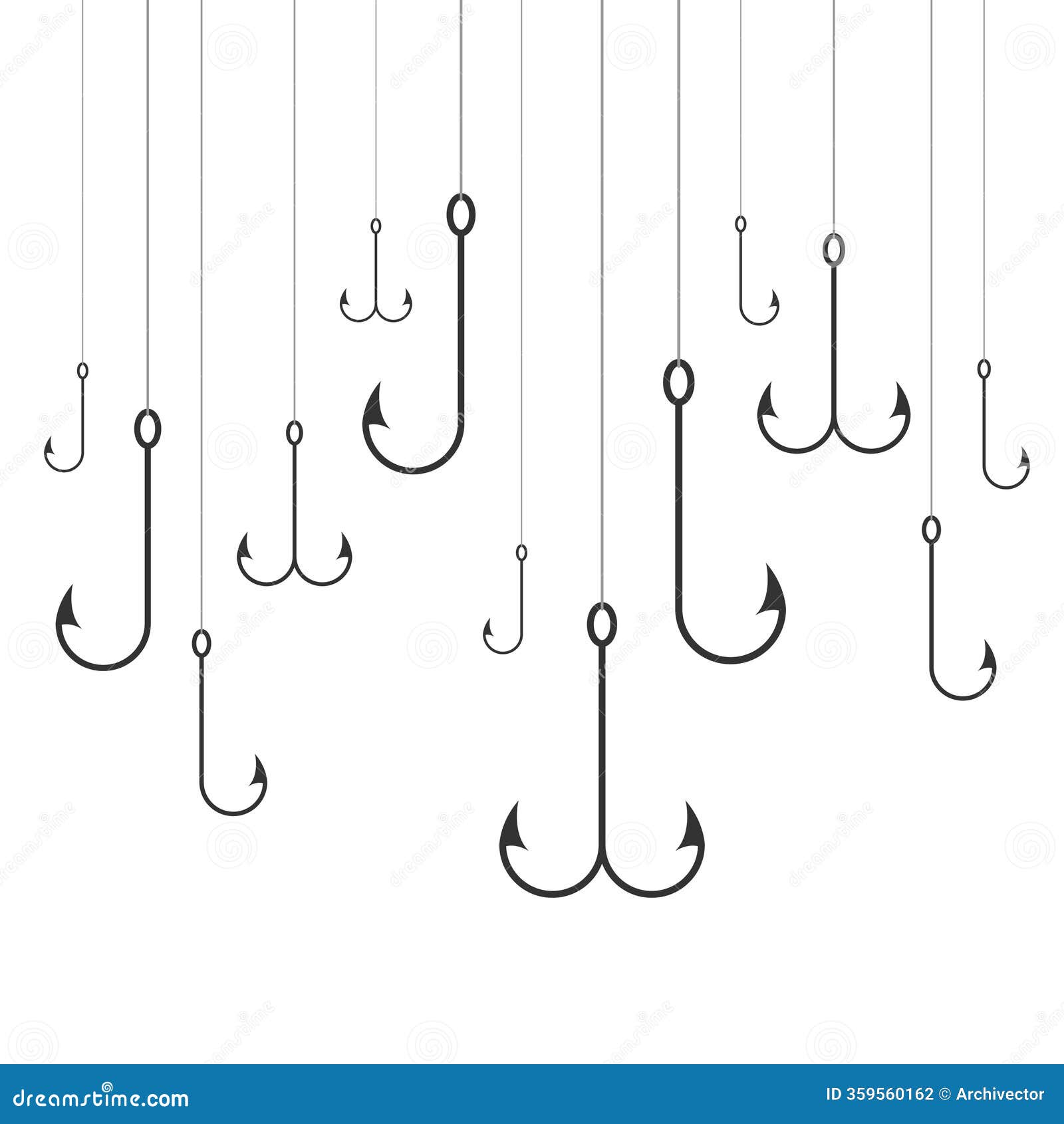 Fishing Hooks on Fishing Lines Graphic Background Stock Vector ...