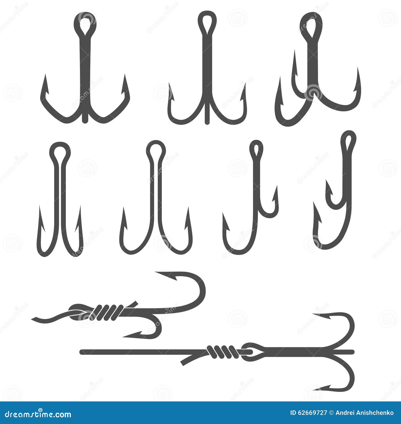 Fishing Hooks In The Shape Of A Heart. Fishing Equipment. Fishing ...