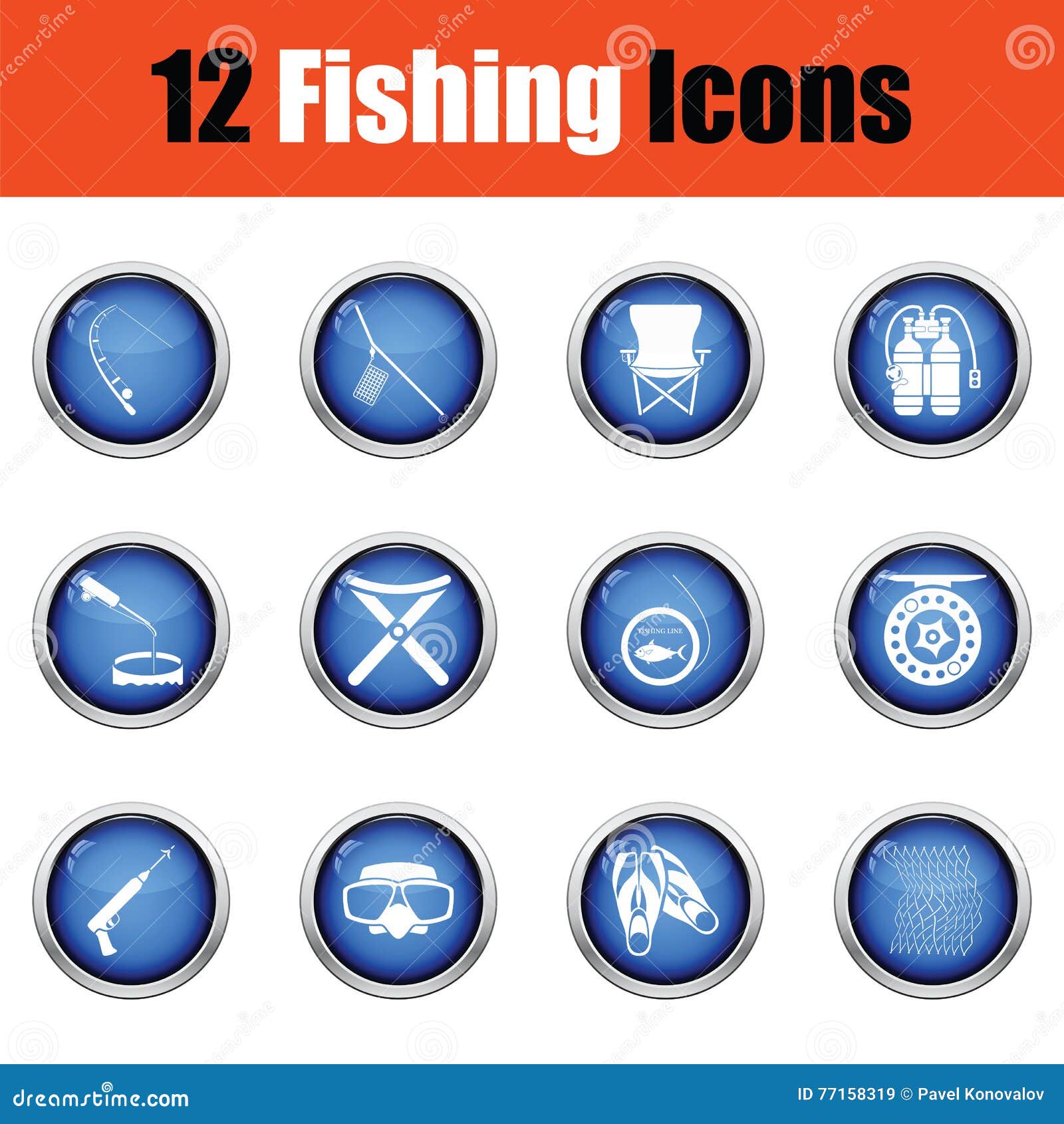 Fishing Icon Set, Flat, Cartoon Style. Fishery Collection Objects ...