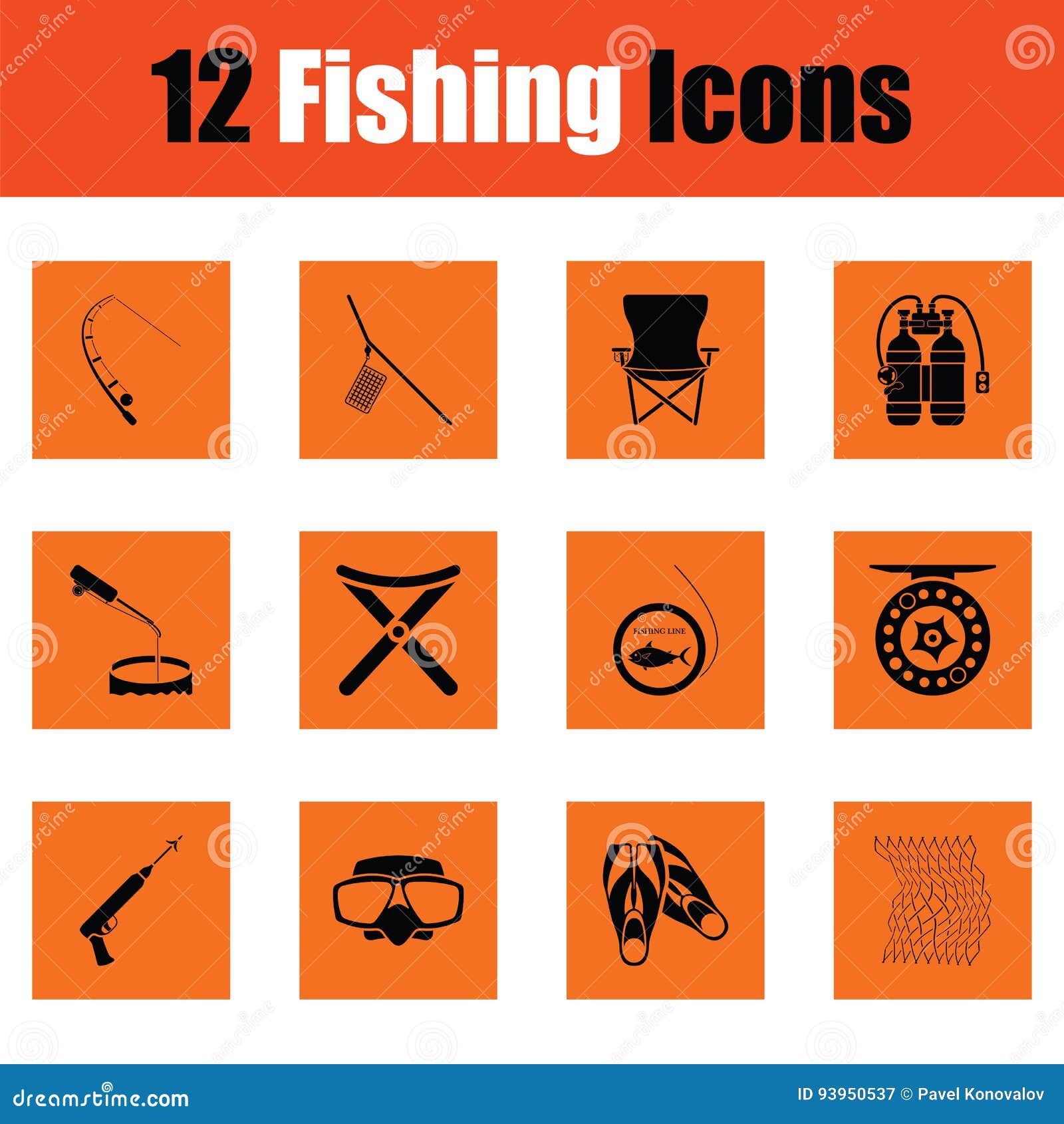 Fishing icon set stock vector. Illustration of collection - 93950537