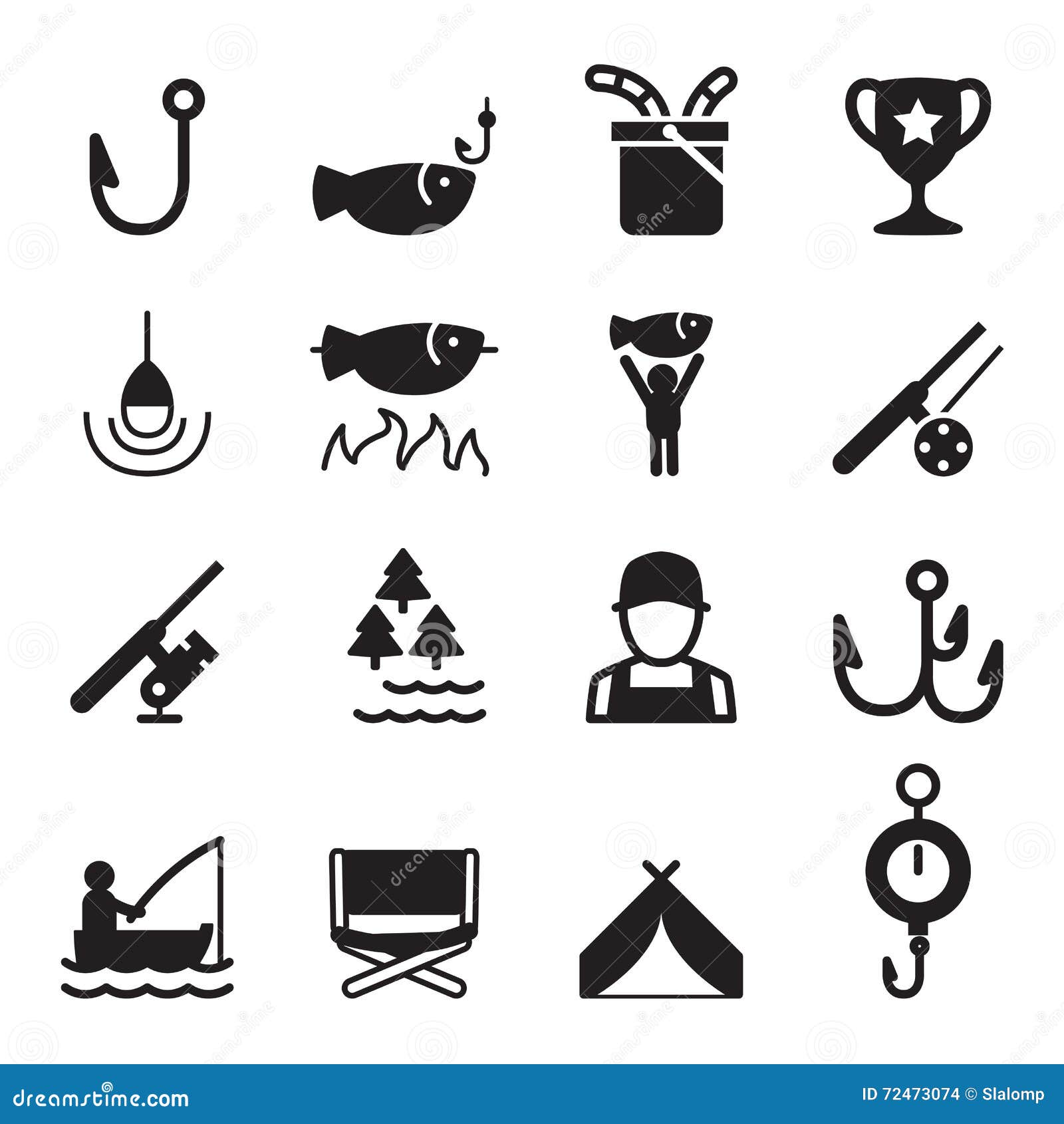 Fishing icon set stock vector. Illustration of lure, floater - 72473074
