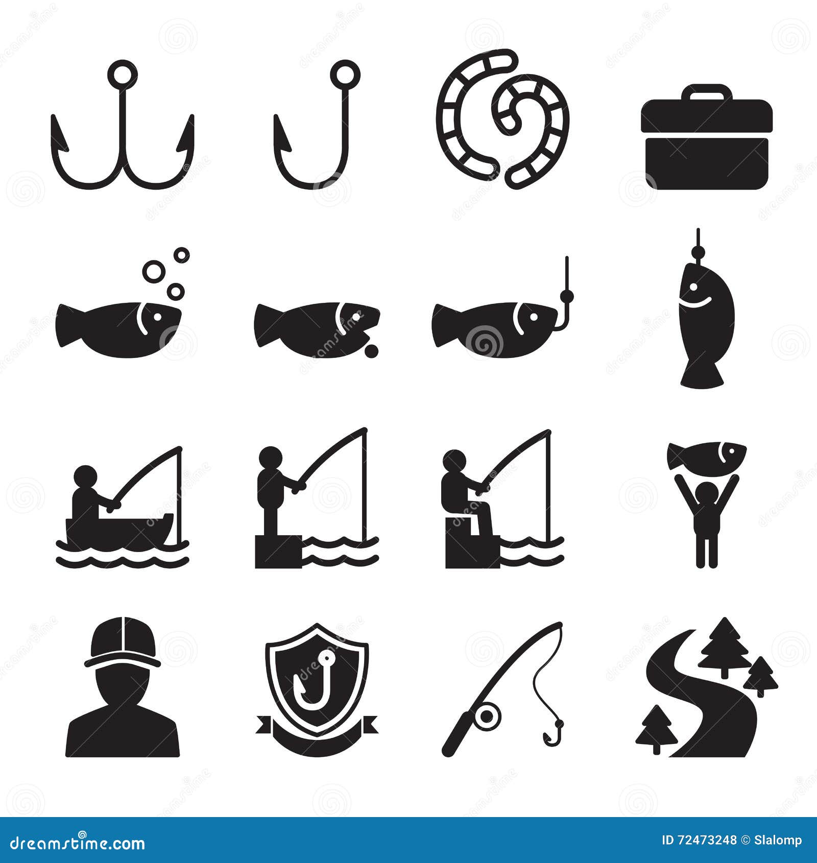 Fishing icon set stock illustration. Illustration of relaxation - 72473248