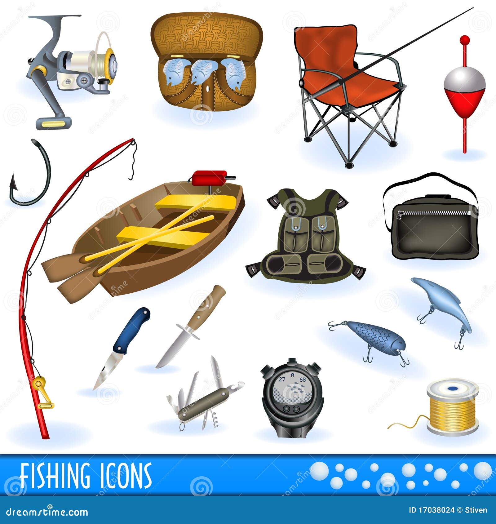 Fishing icons stock vector. Illustration of symbol, equipment - 17038024