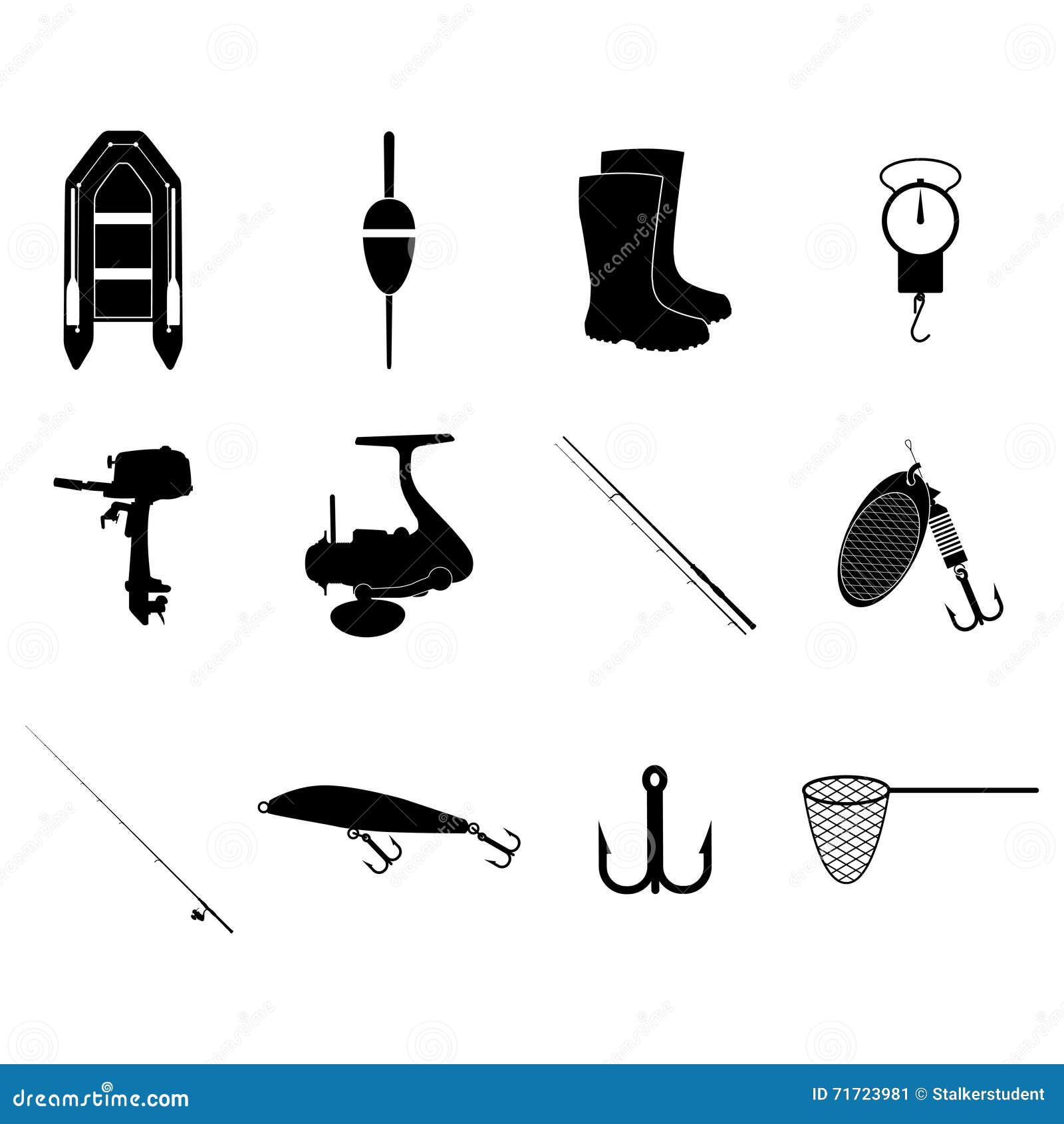 Fishing Icons Set. Vector Concept Illustration for Design. Stock ...