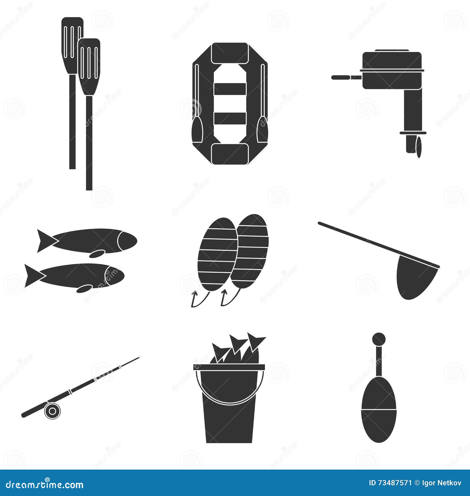 Fishing icons set. stock vector. Illustration of leisure - 73487571