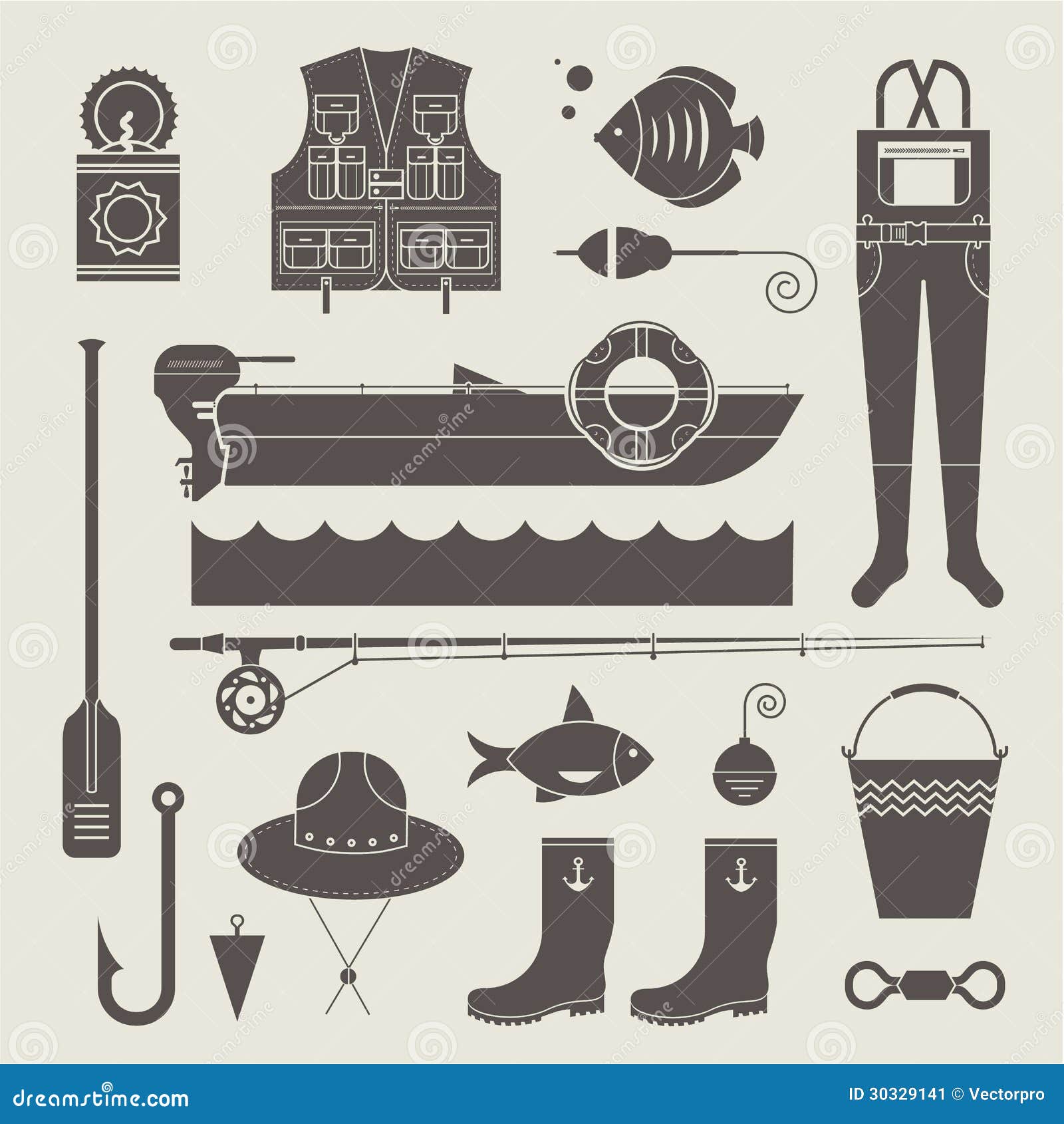 Fishing icons stock vector. Illustration of float, help - 30329141