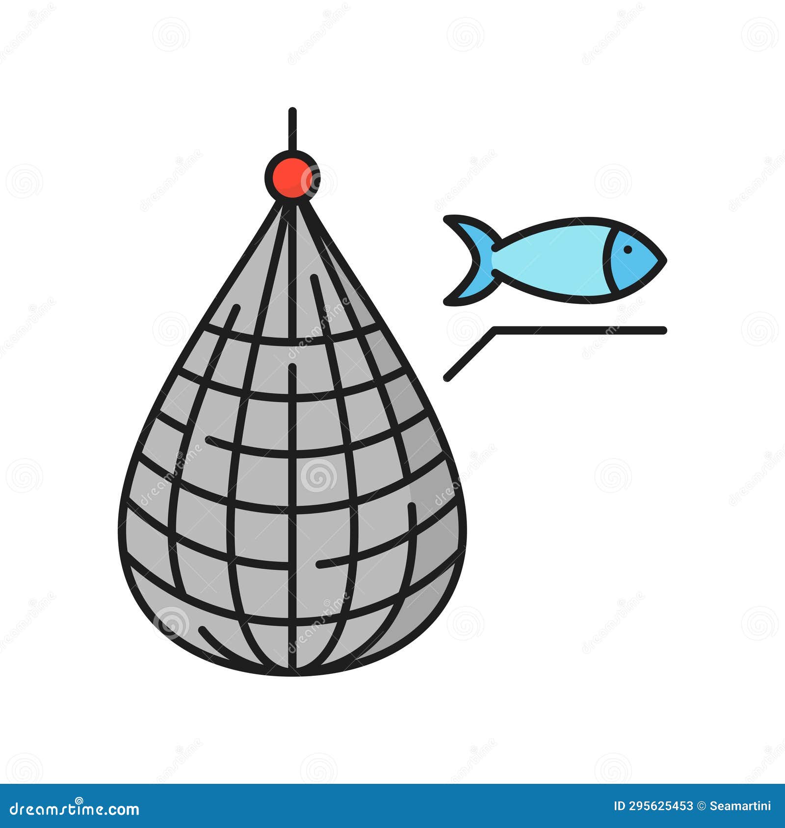 Fishing Industry Trawler Net and Fish Line Icon Stock Vector ...