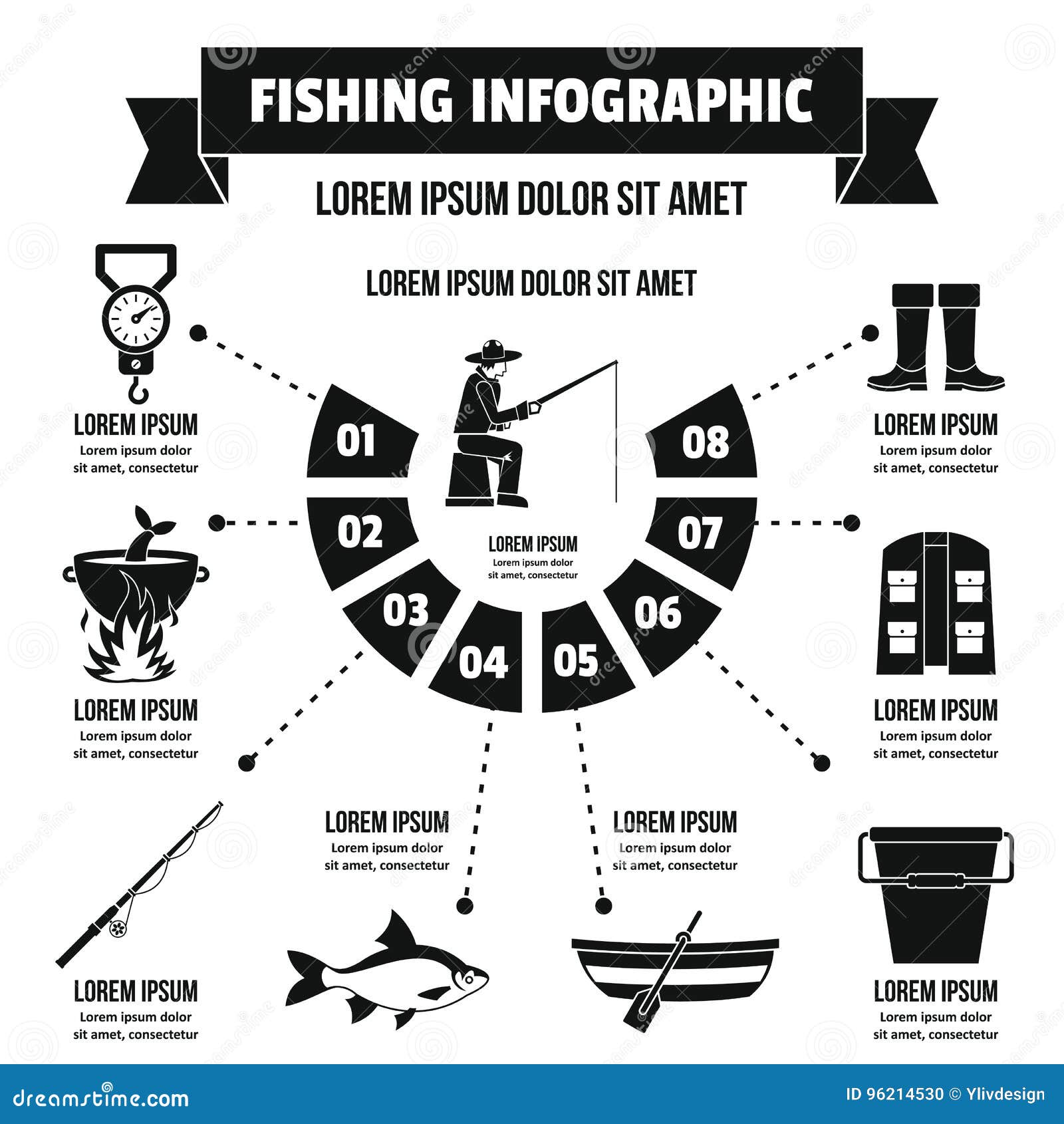 Fishing Infographic Concept, Simple Style Stock Vector - Illustration ...