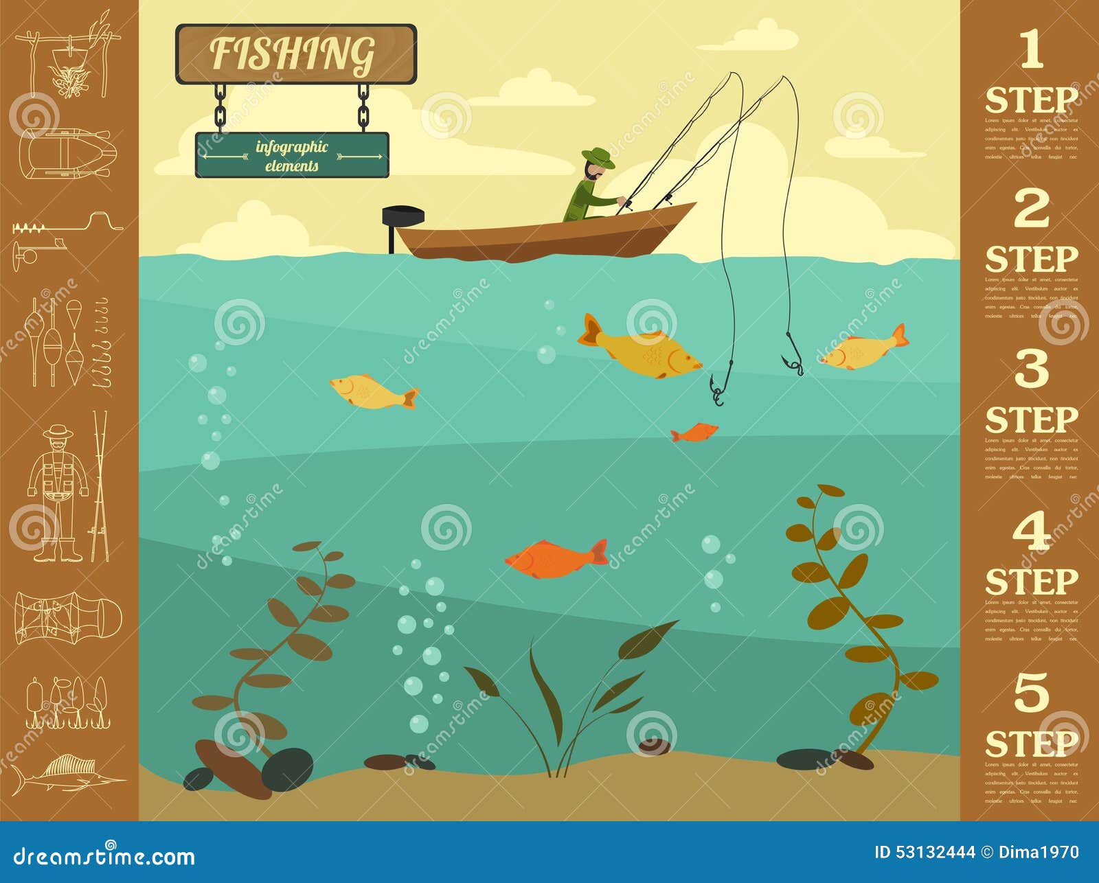 Fishing Infographic Elements. Set Elements for Creating Your Own Stock ...