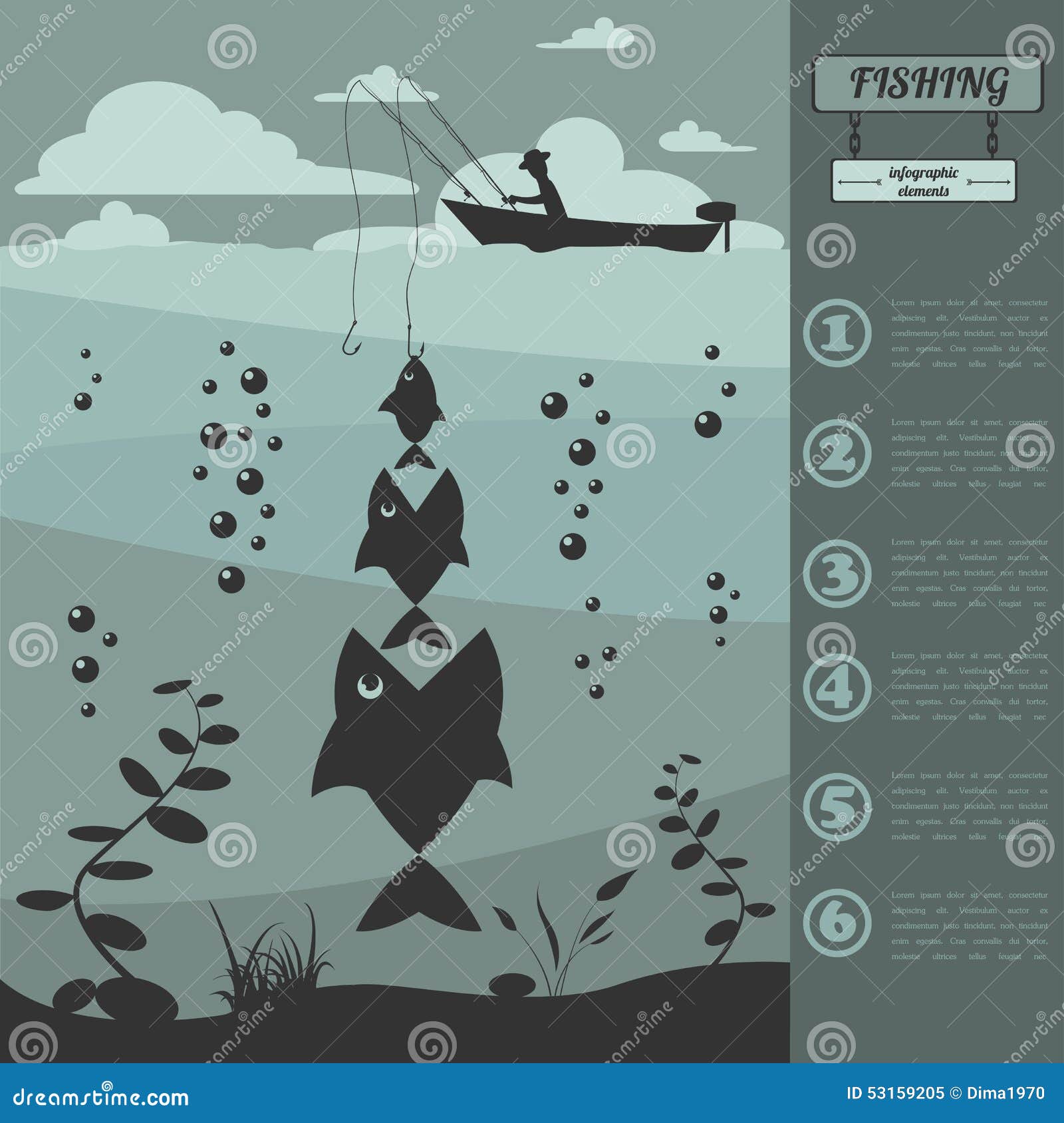 Fishing Infographic Elements. Set Elements for Creating Your Own Stock ...