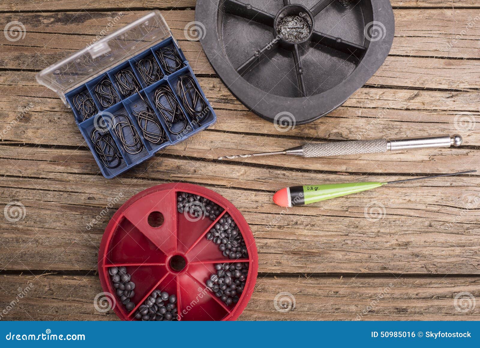 Fishing items stock photo. Image of gear, object, hook - 50985016