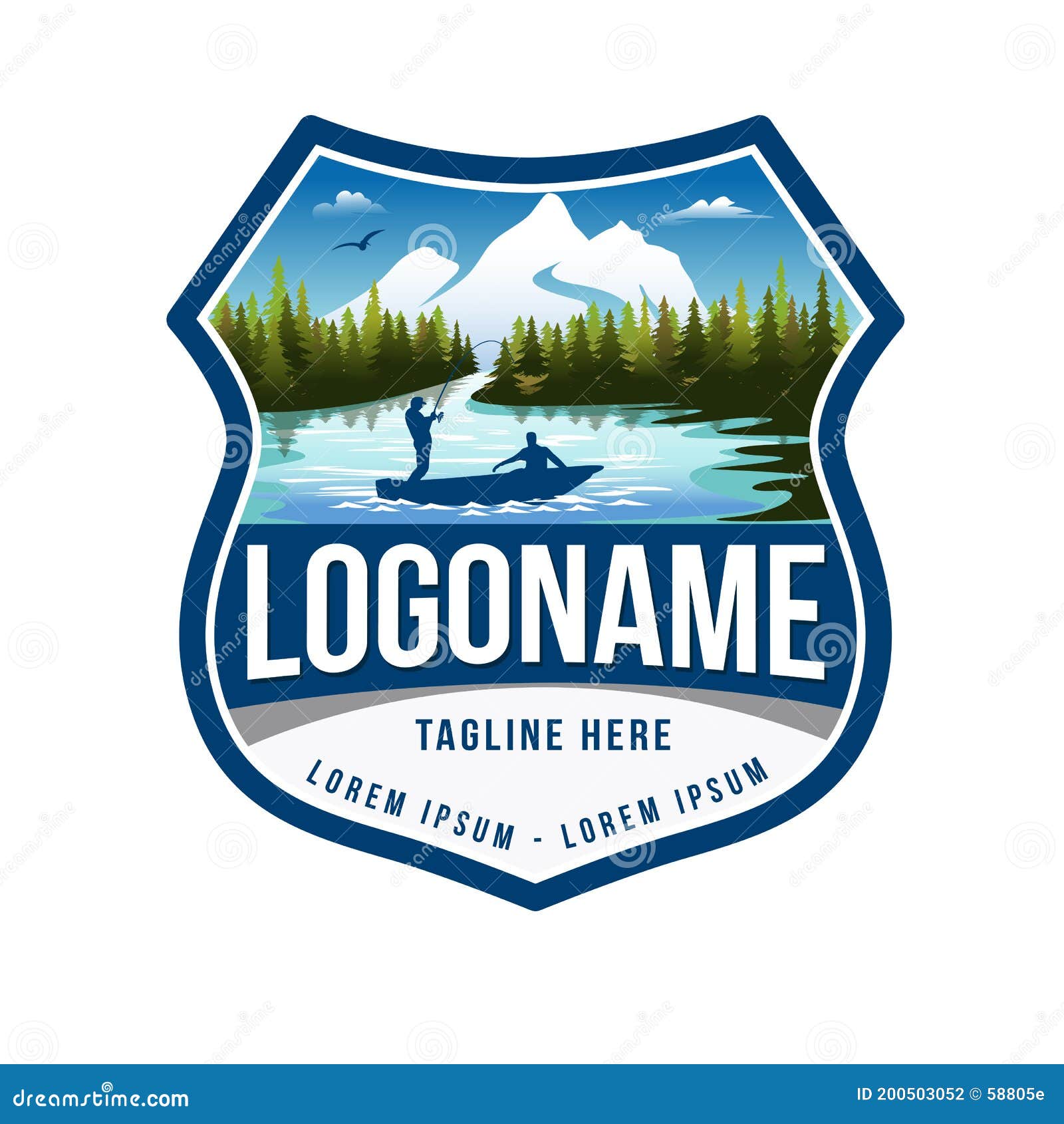 Fishing Lake Logo Template Design Stock Vector - Illustration of lake ...