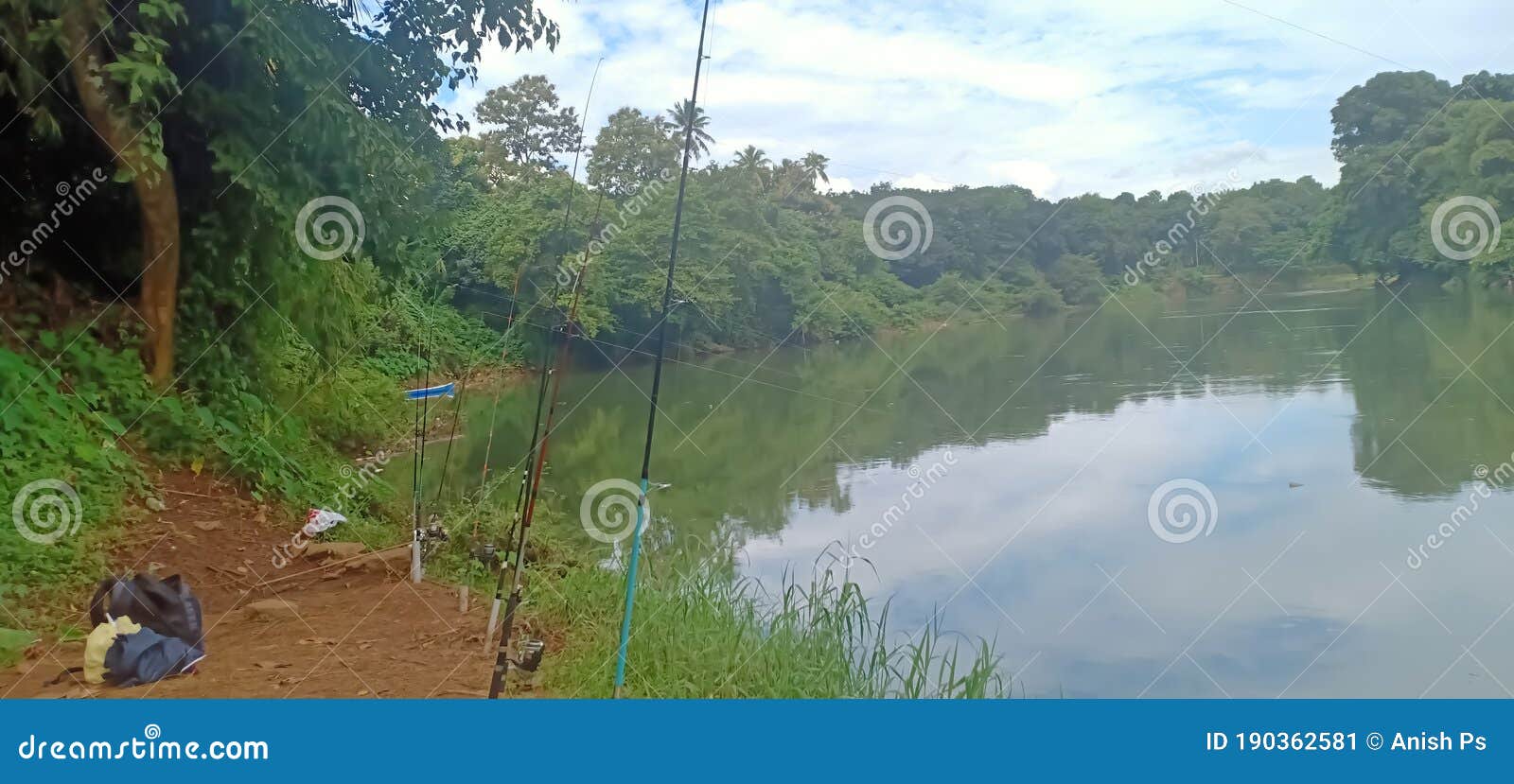 Fishing during Lock Down a View from Meenachil River Stock Image ...