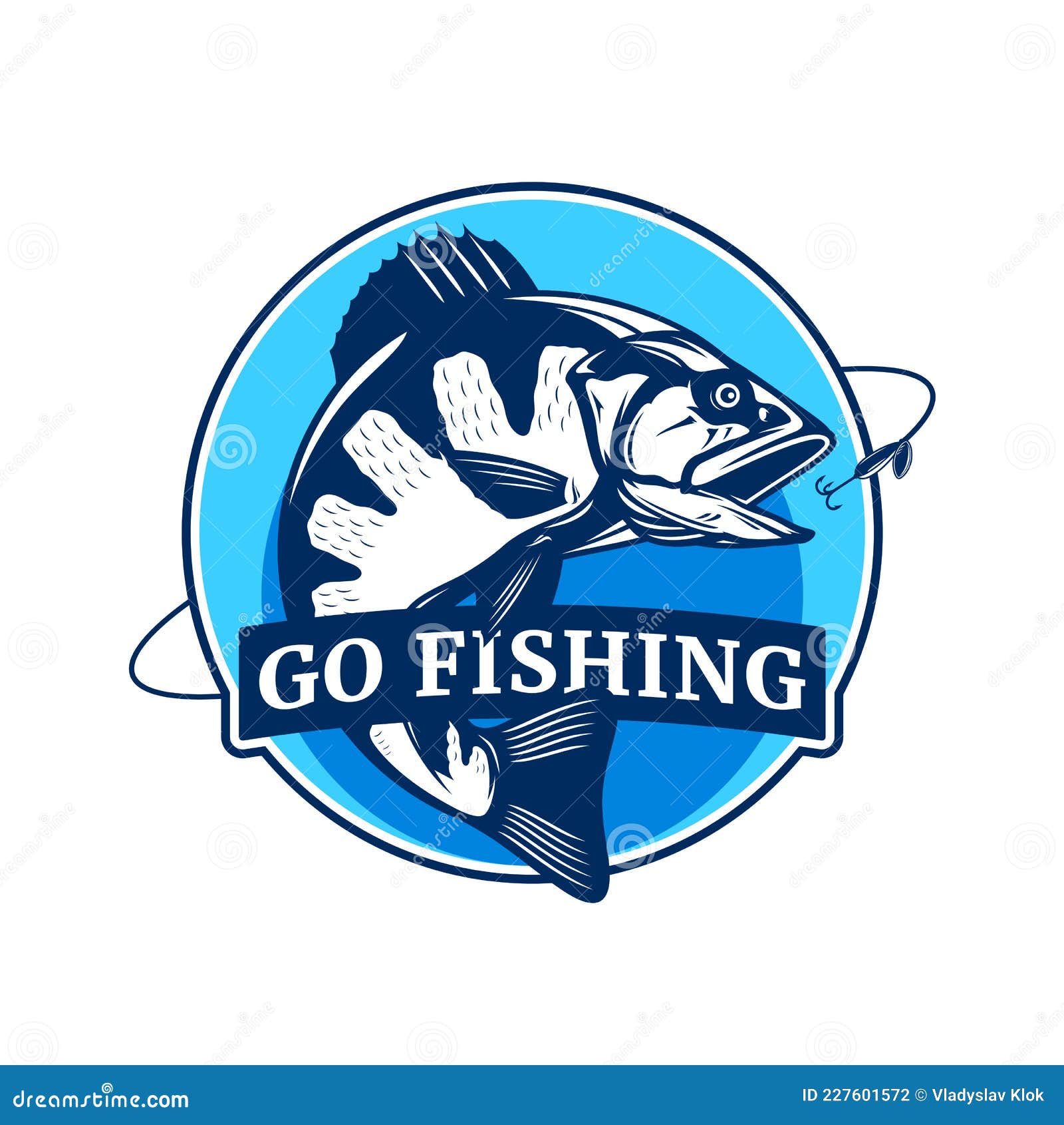 Fishing Logo, Jumping Perch Fish Illustration Stock Vector ...