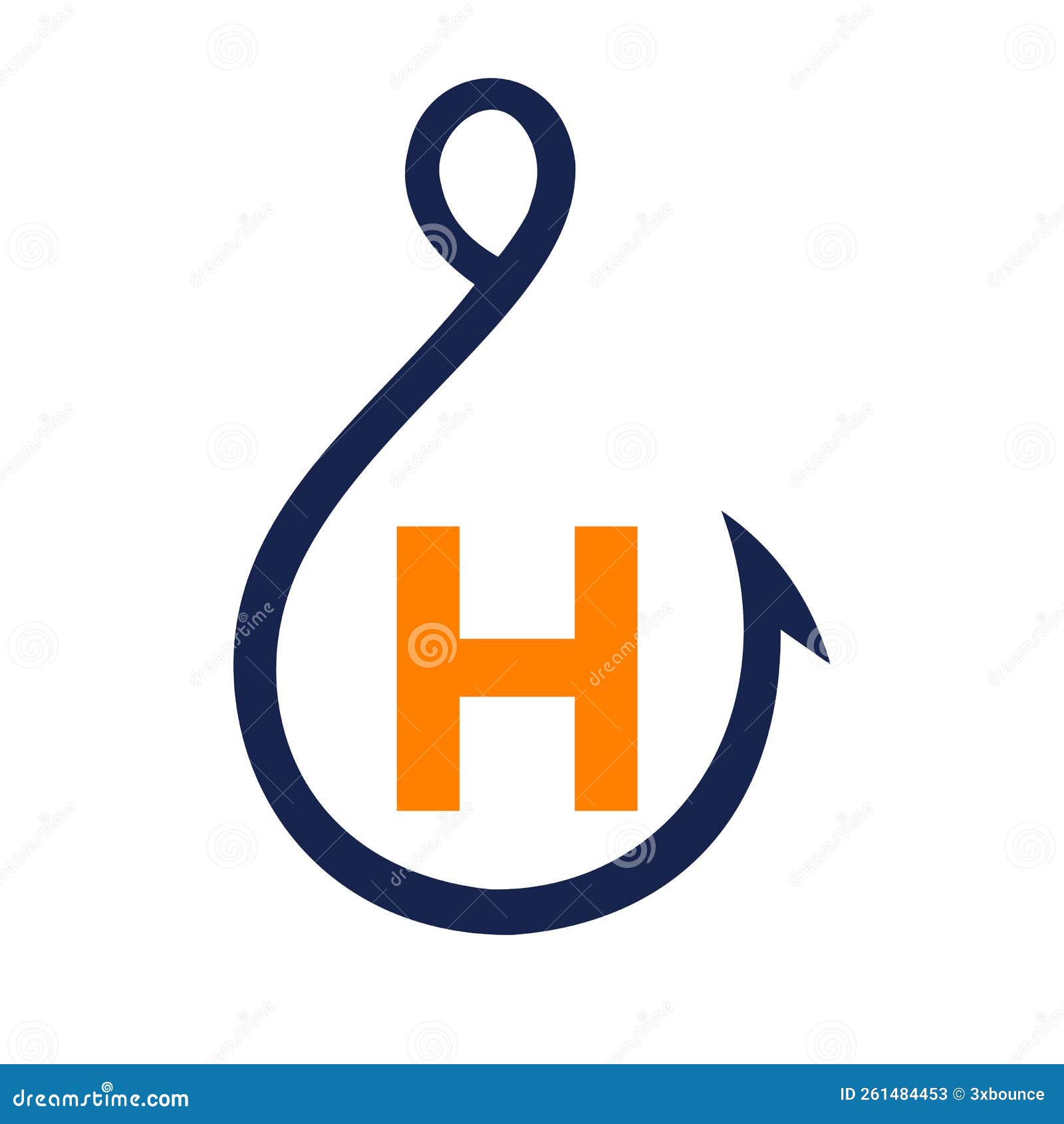 Fishing Logo on Letter H Sign, Fishing Hook Logo Template Stock Vector ...