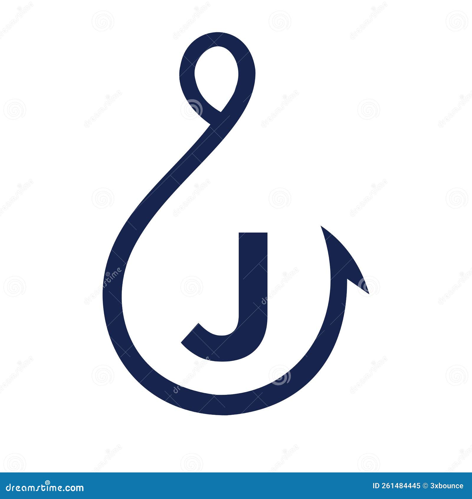 Fishing Logo on Letter J Sign, Fishing Hook Logo Template Stock Vector ...