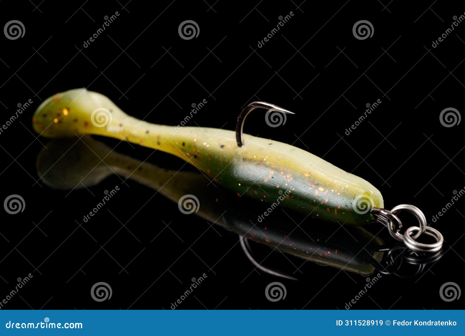 Fishing Lure, Plastic Shad Fish, with Double Hook, Isolated on Black ...