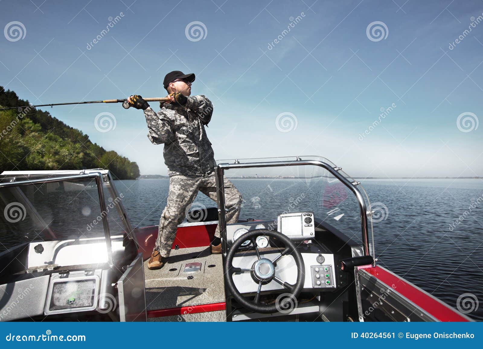 Fishing man in boat stock image. Image of bass, actions - 40264561
