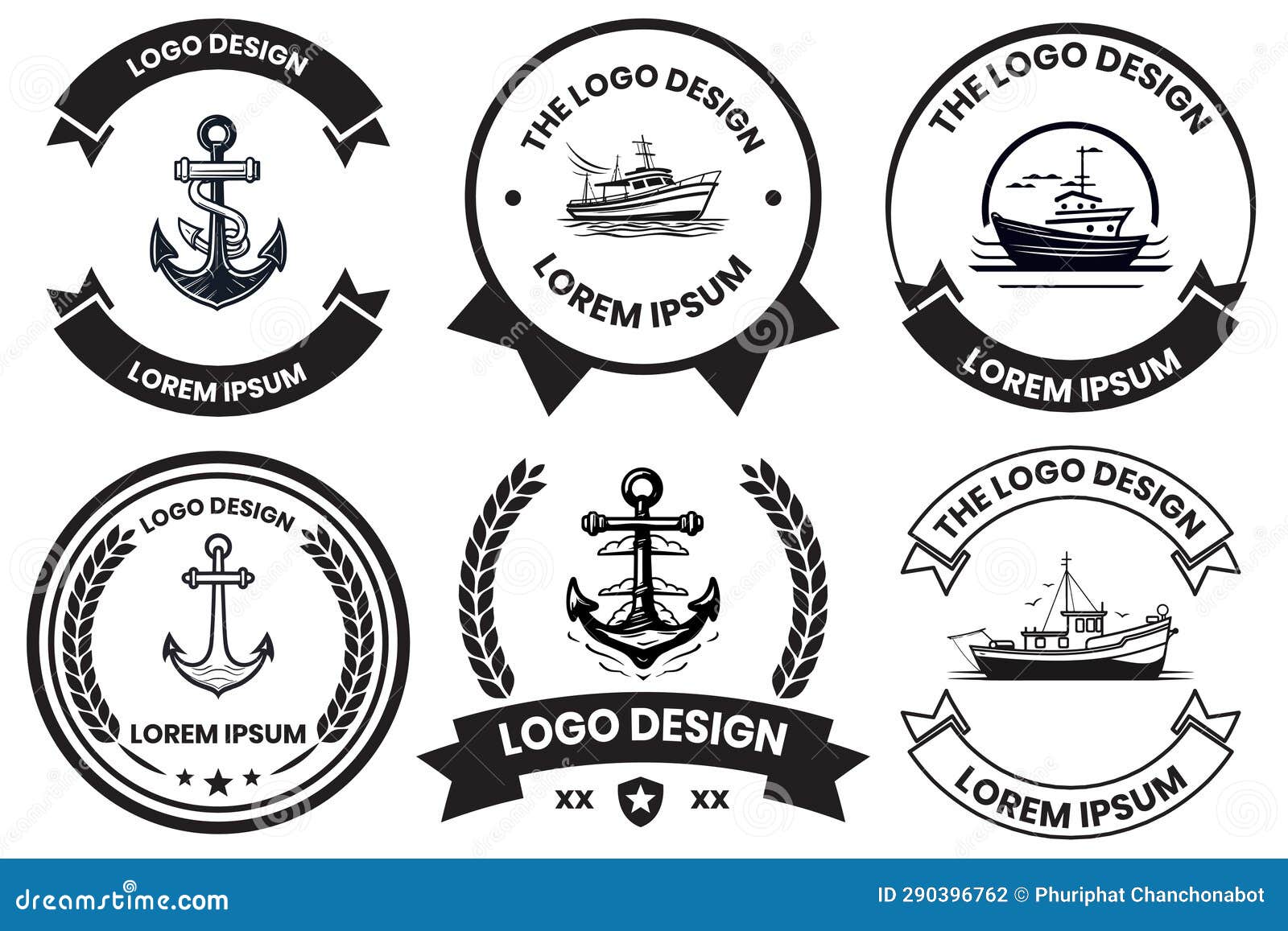 Maritime Logo Original Design Est 1976, Retro Label With Anchor For ...