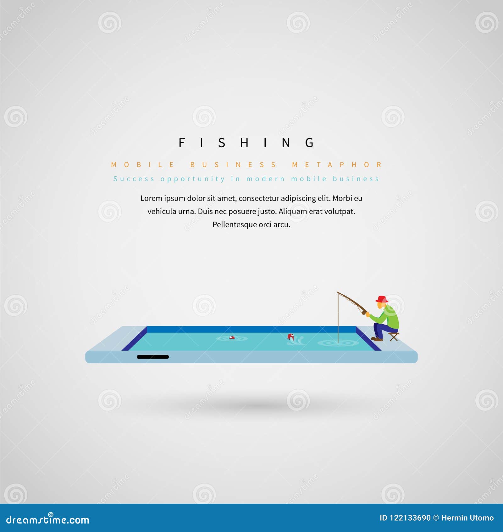 Fishing Mobile Metaphor stock vector. Illustration of business - 122133690