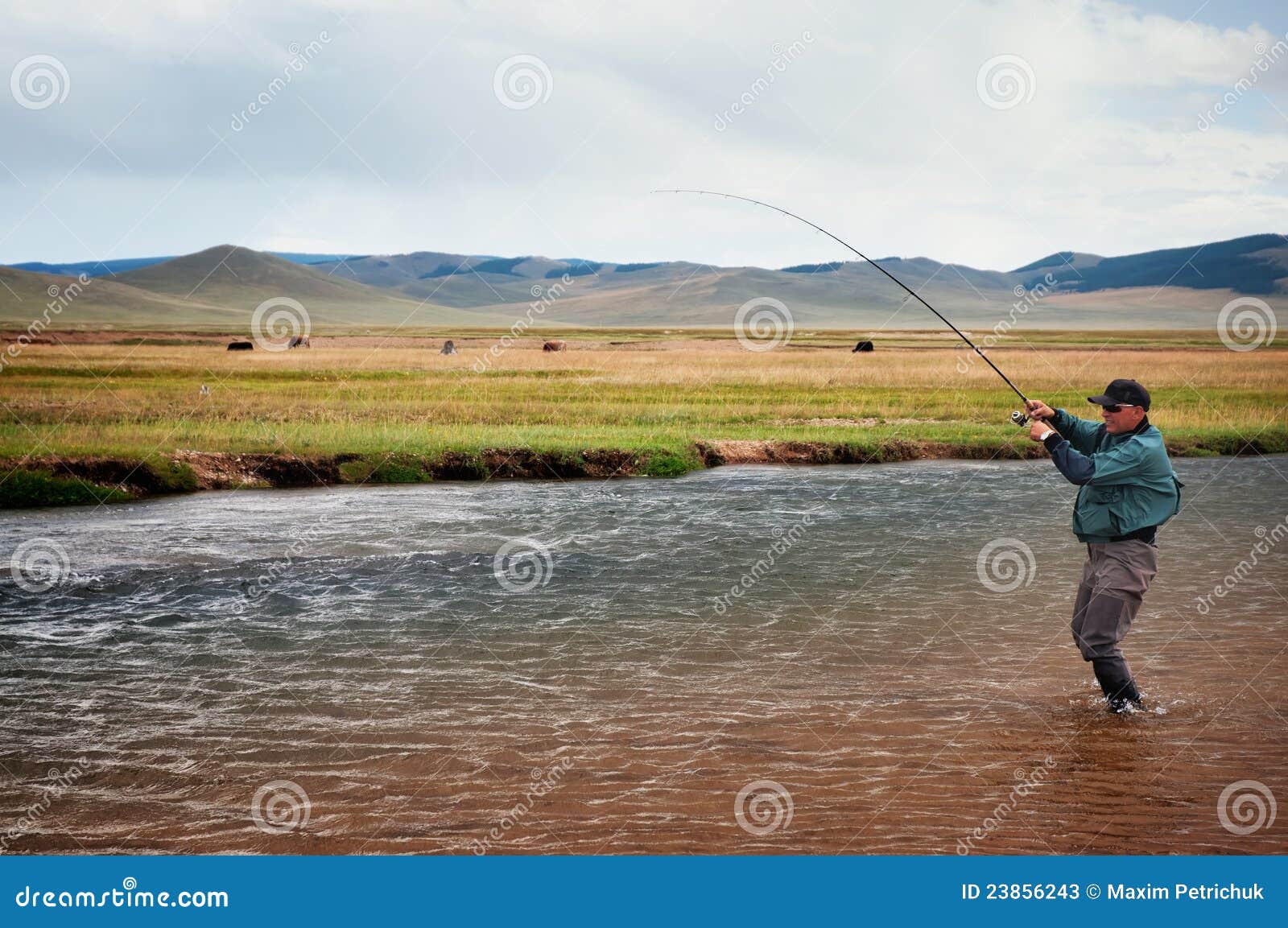 Fishing in Mongolia stock image. Image of ider, relax - 23856243