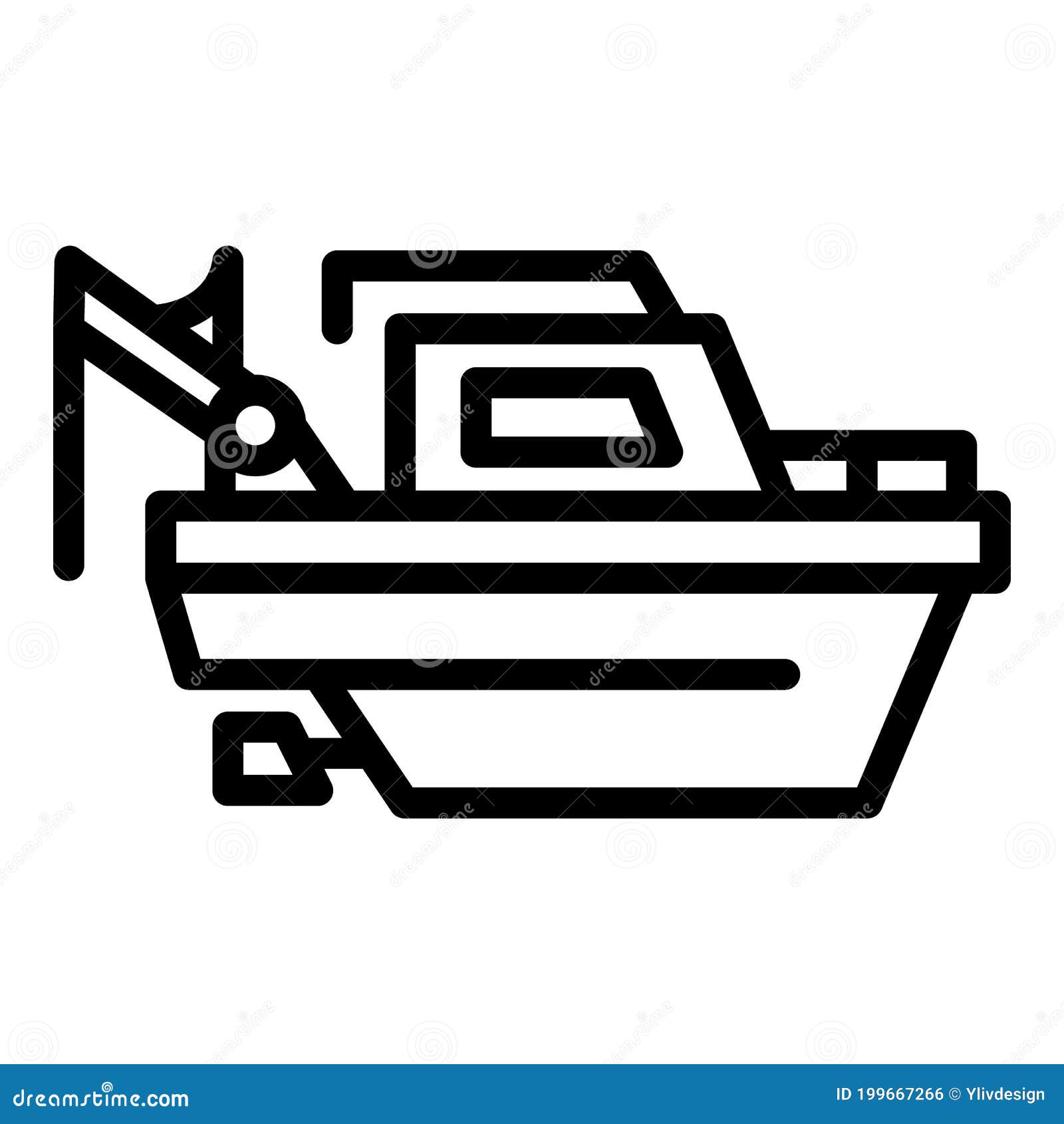 Fishing Motor Boat Icon, Outline Style Stock Vector - Illustration of ...