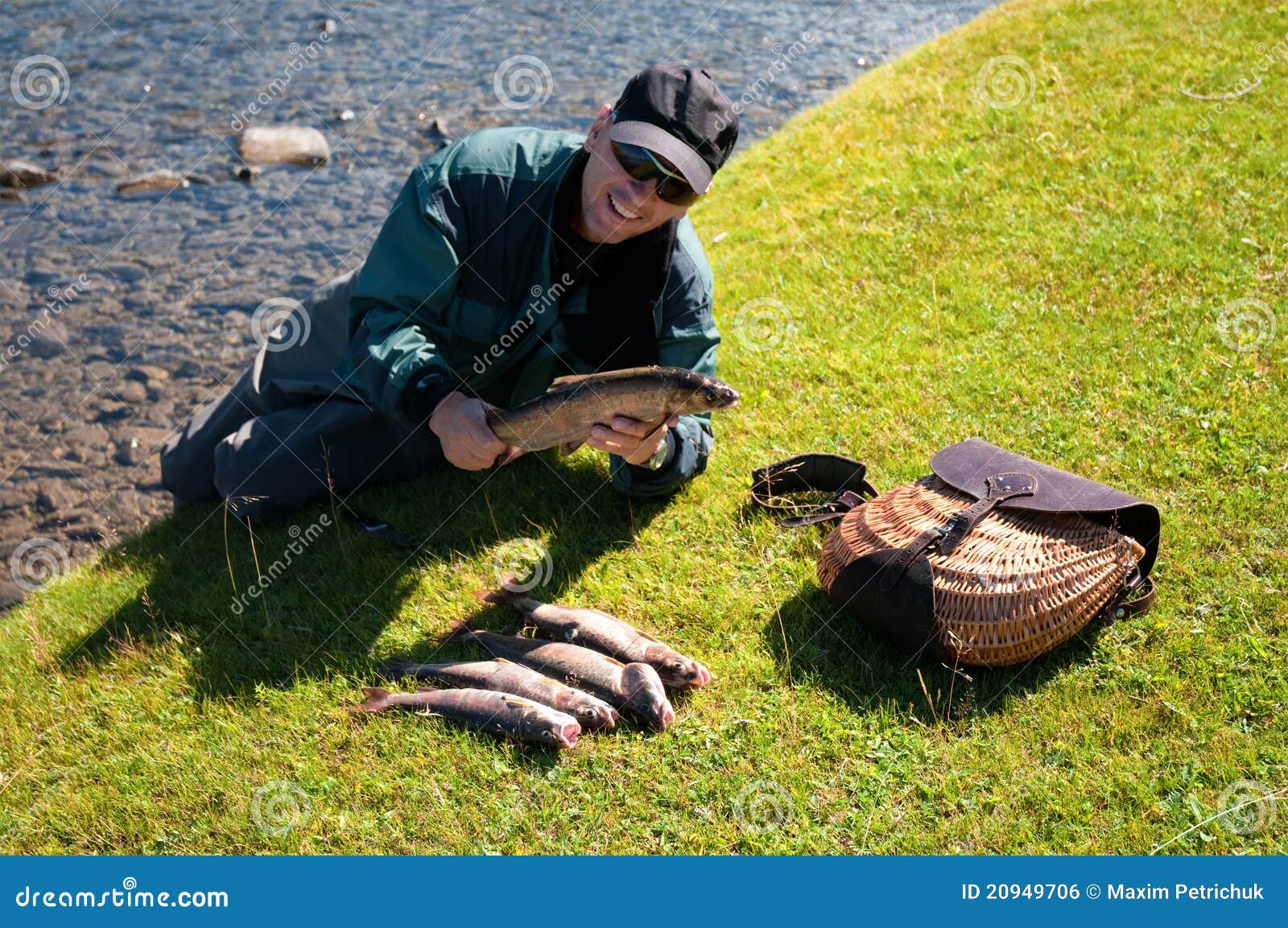 Fishing on Mountain River in Mongolia Stock Photo - Image of morning ...