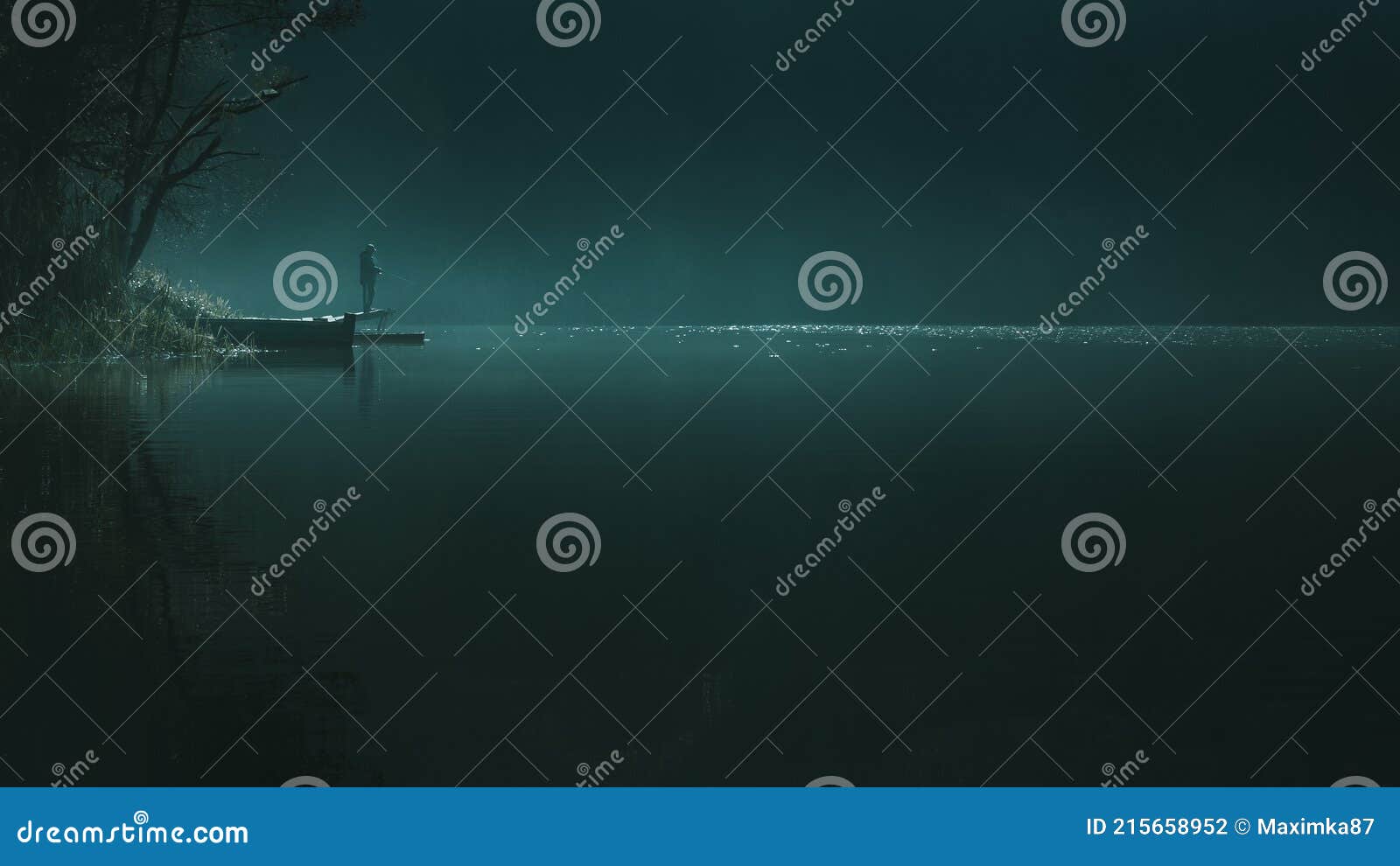 Fishing on Mystical Lake, Horror Stock Photo - Image of cold, ecology ...