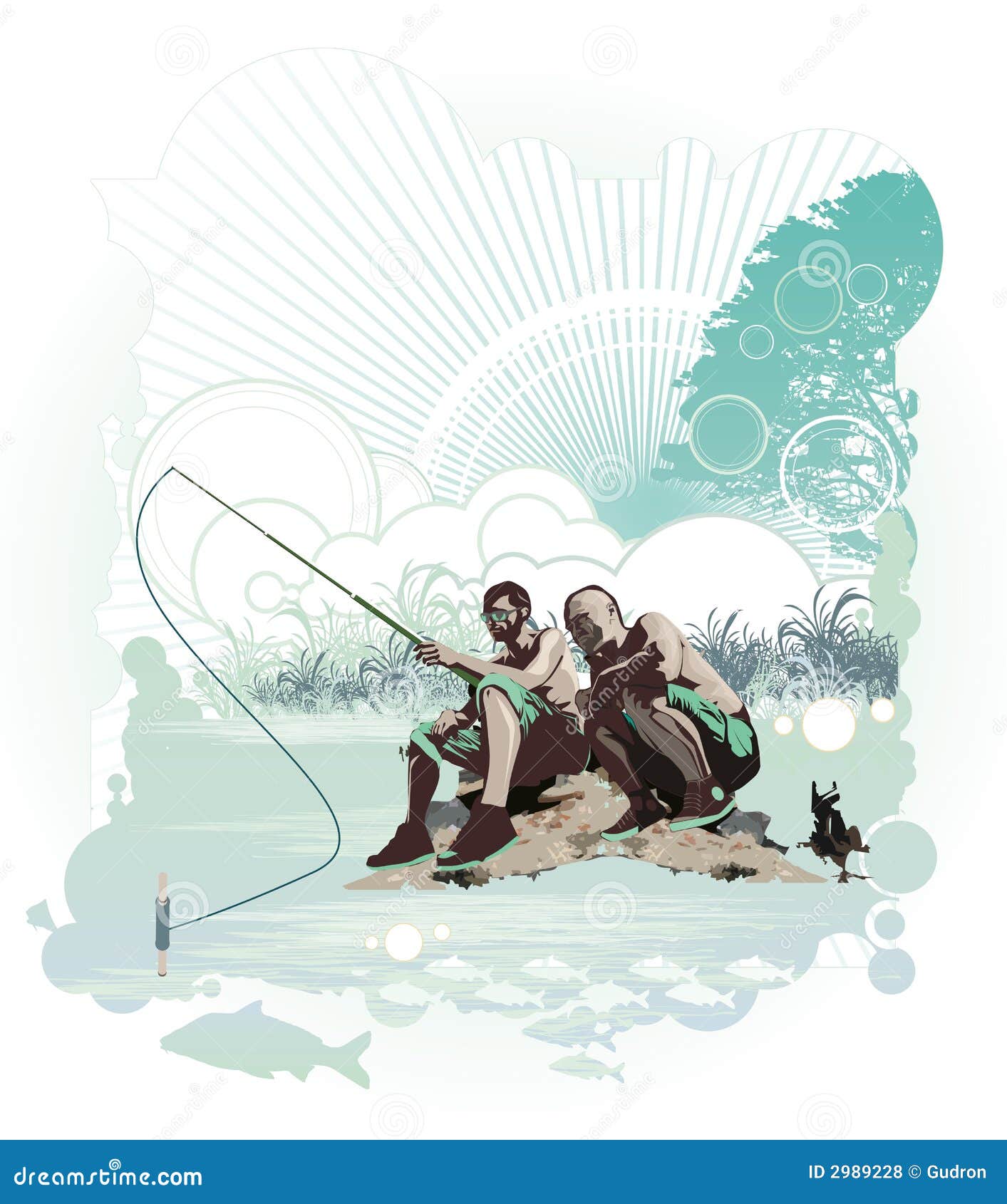 Fishing in the nature stock vector. Illustration of angling - 2989228