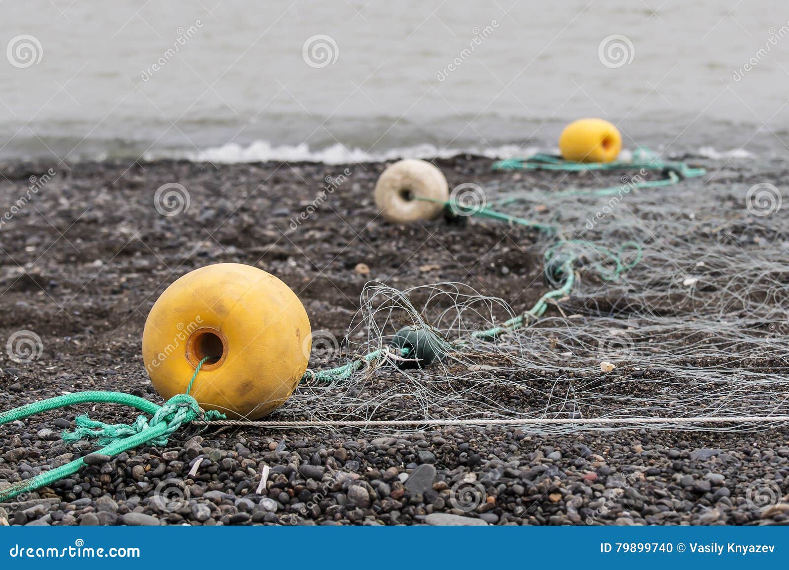 Fishing Net on a Black Shore Stock Photo - Image of fishnet, failure ...