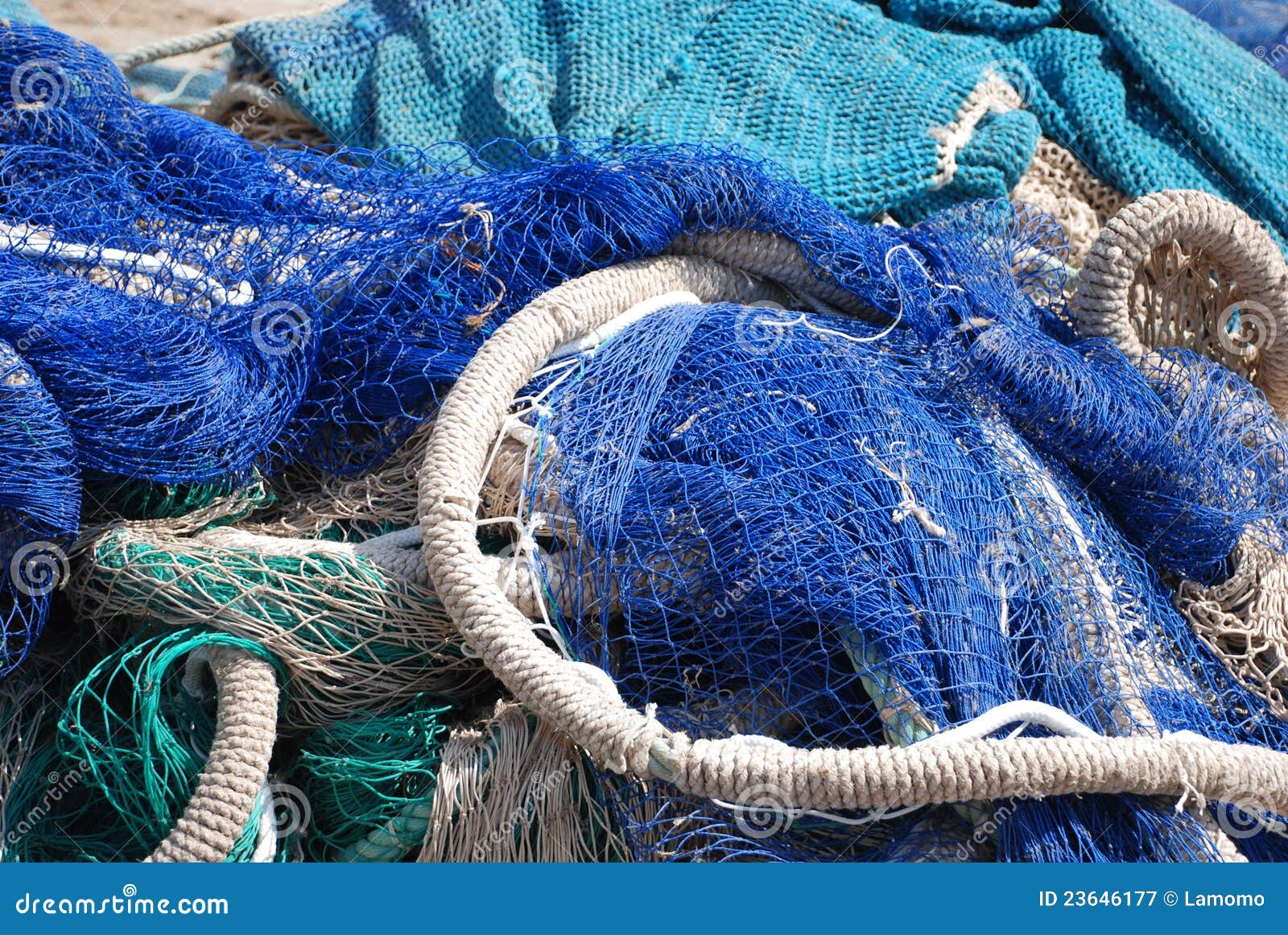 Fishing Net in Blue and Brown Stock Image - Image of quay, pattern ...
