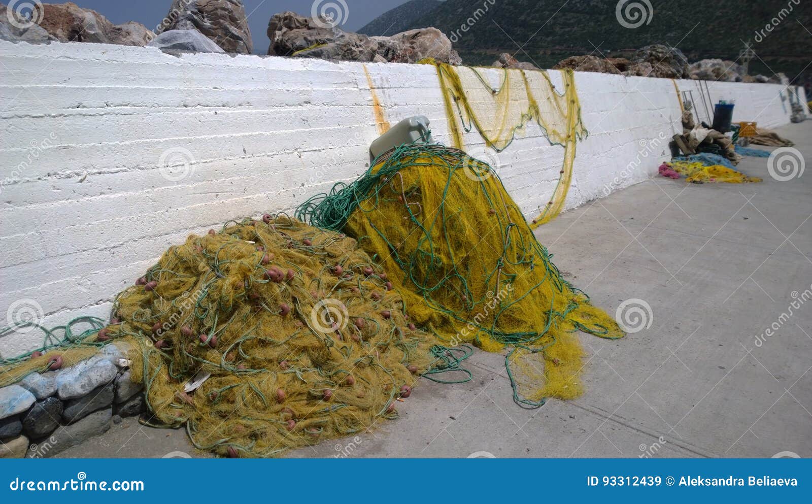 Fishing Net for Catching Fish on the Shore. Preparing Stock Image ...